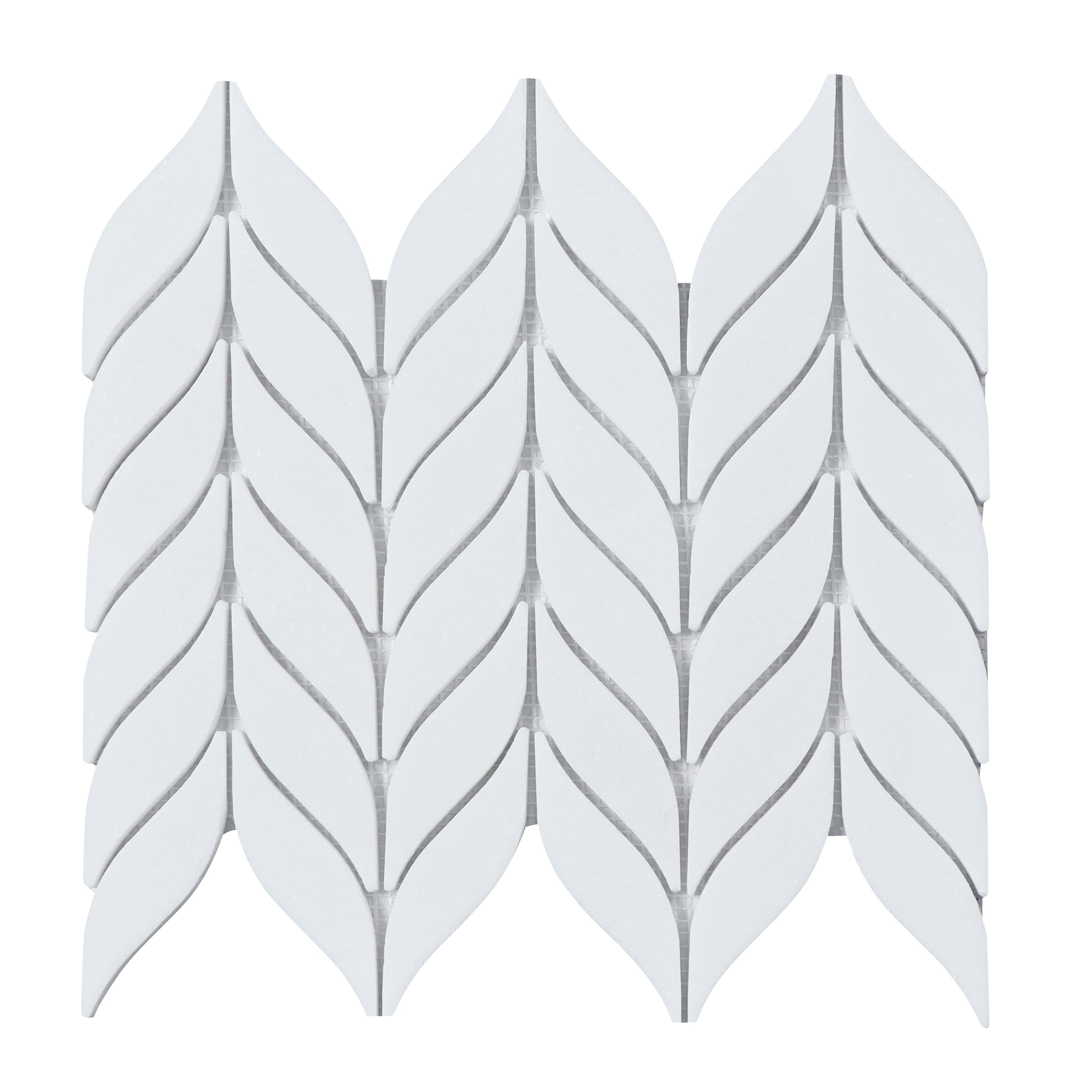 Thassos White Petal/Leaf Pattern Marble Mosaic Wall & Floor Tile - Case ...