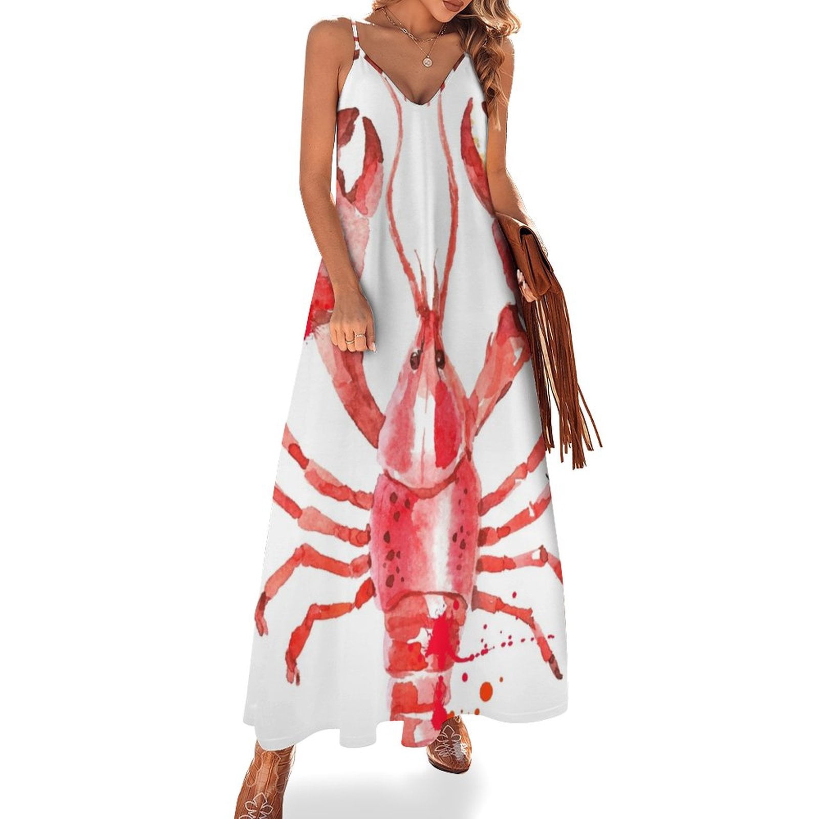 That Fish Cray Red Lobster Illustration Sleeveless Dress wedding ...