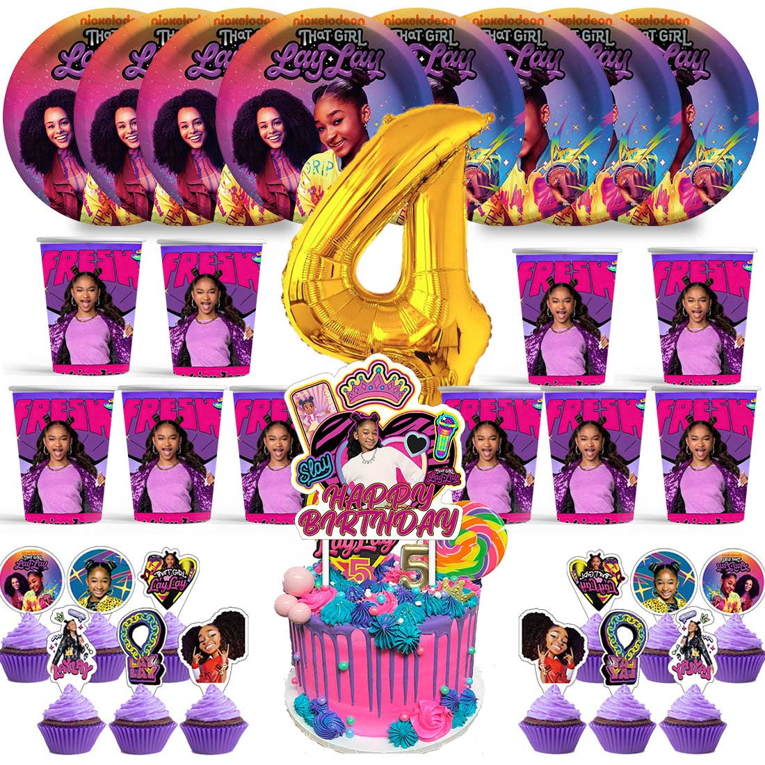 That Girl Lay Lay Birthday 4th Cups Party Supplies Plates Fans ...