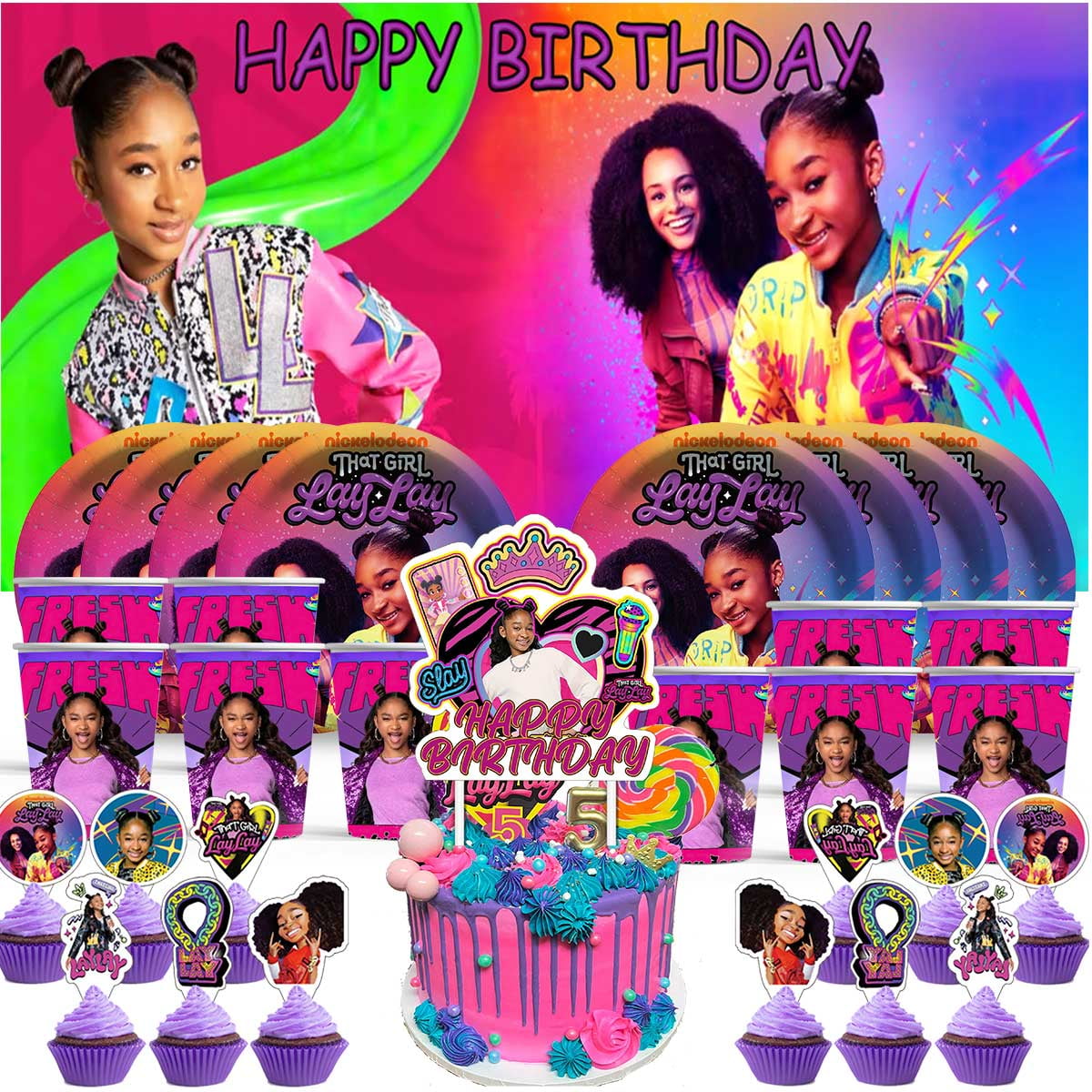 That Lay Lay Girl Birthday Cups Party Supplies Decor Backdrop Plates ...