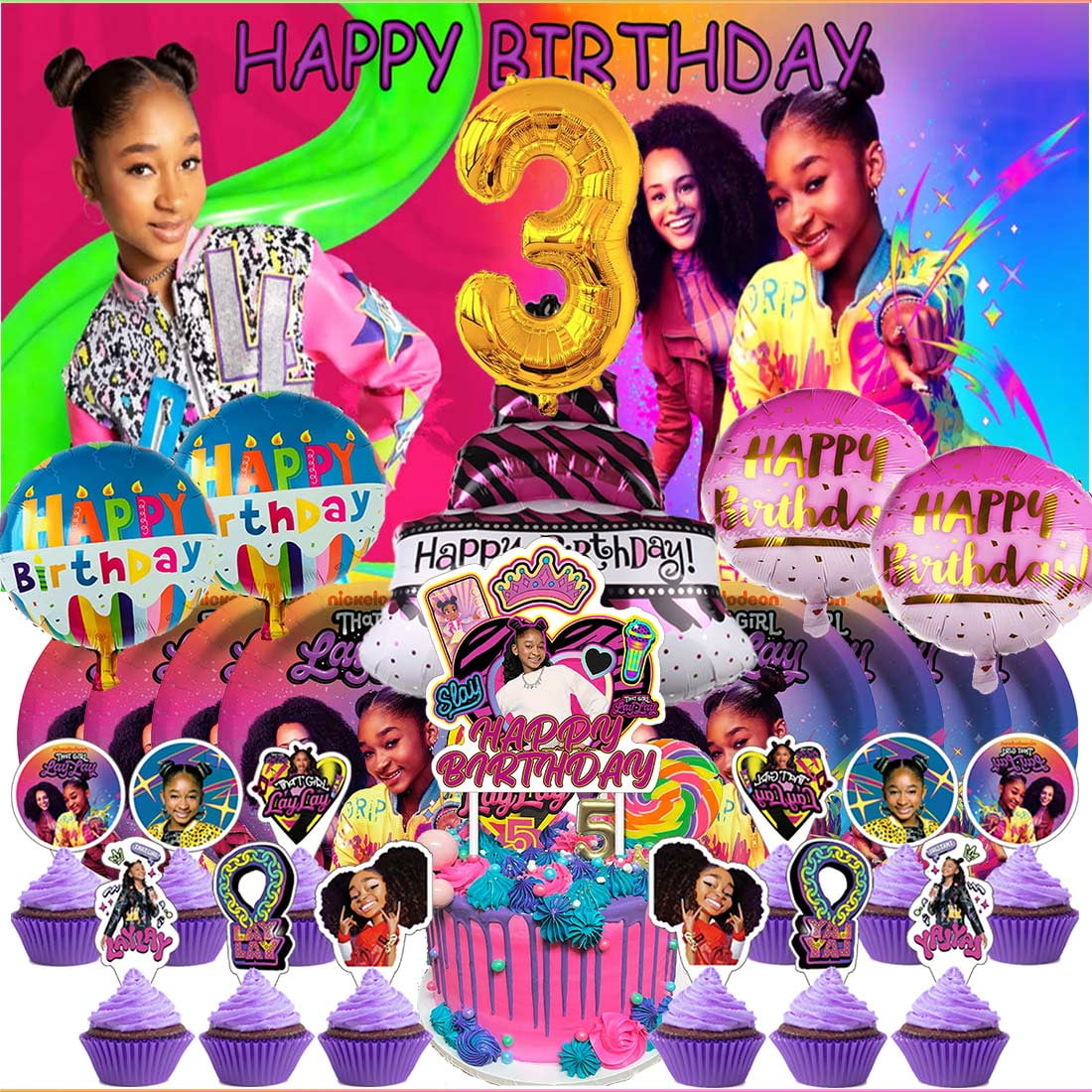 That Lay Lay Girl 3rd Tableware Balloons Cake Toppers Backdrop Banner ...