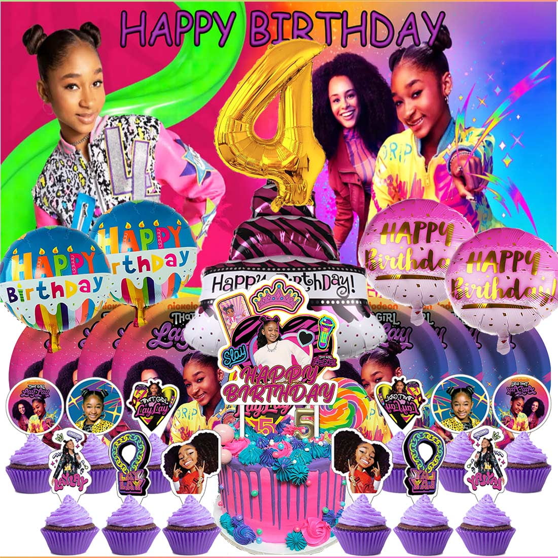 That Lay Lay Girl 4th Tableware Balloons Cake Toppers Backdrop Banner ...