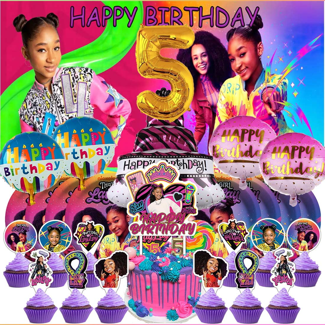 That Lay Lay Girl 5th Tableware Balloons Cake Toppers Backdrop Banner ...