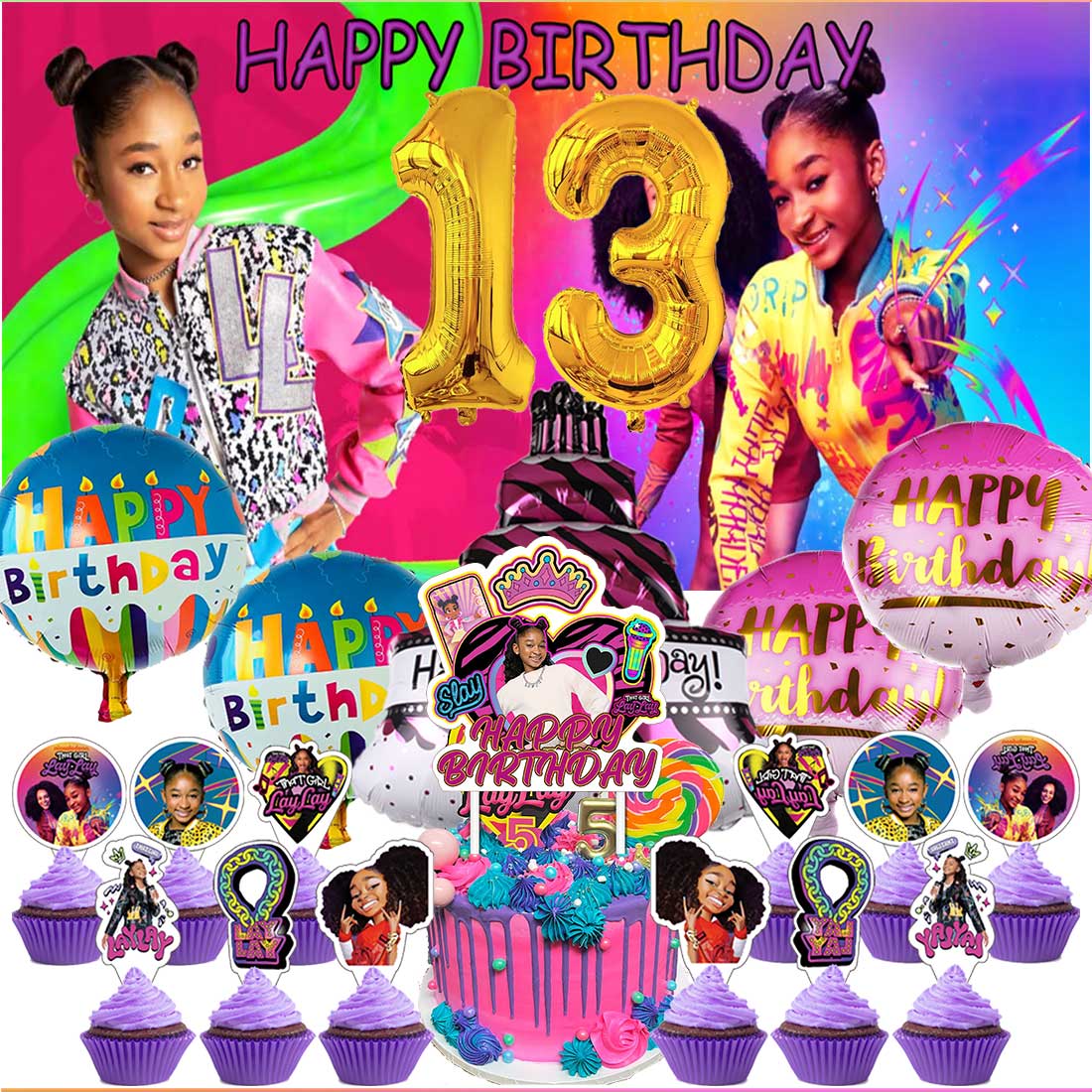 That Lay Lay Girl Party Supplies Decor 13th Kit Balloons Birthday Cake ...