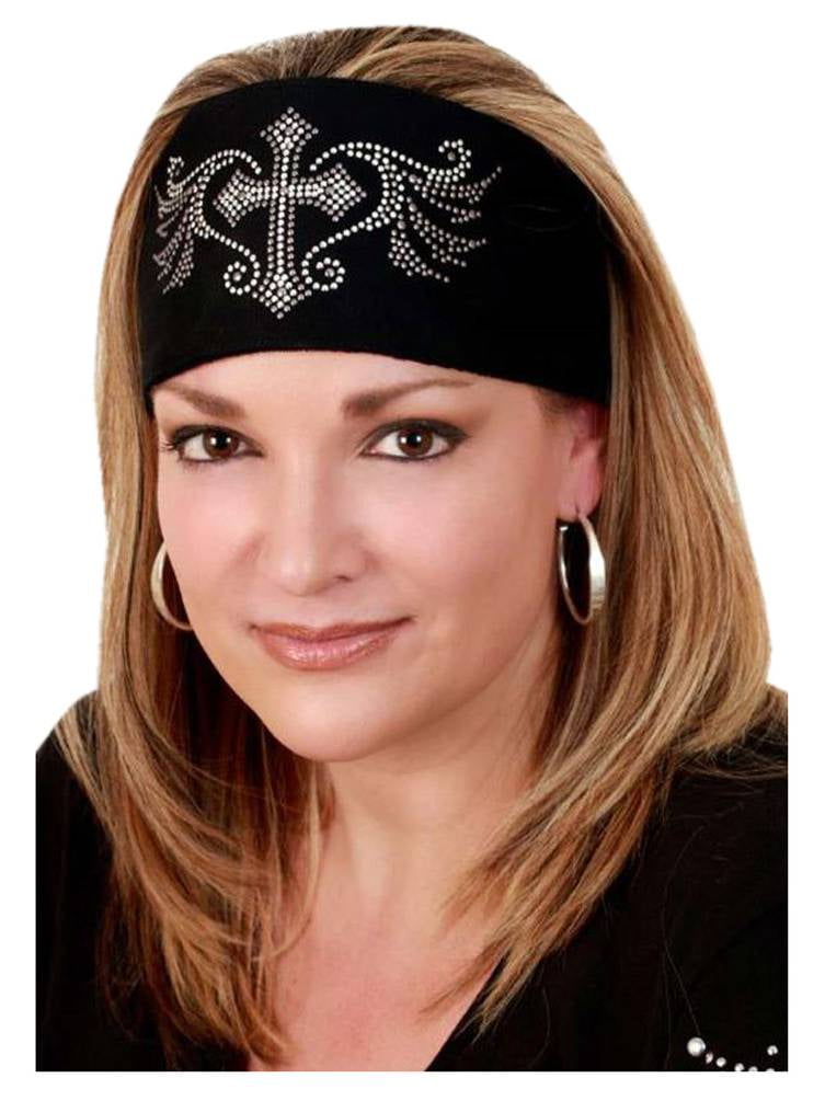 That's A Wrap Bling Knotty Band, Winged Studded Pewter Cross, Black ...