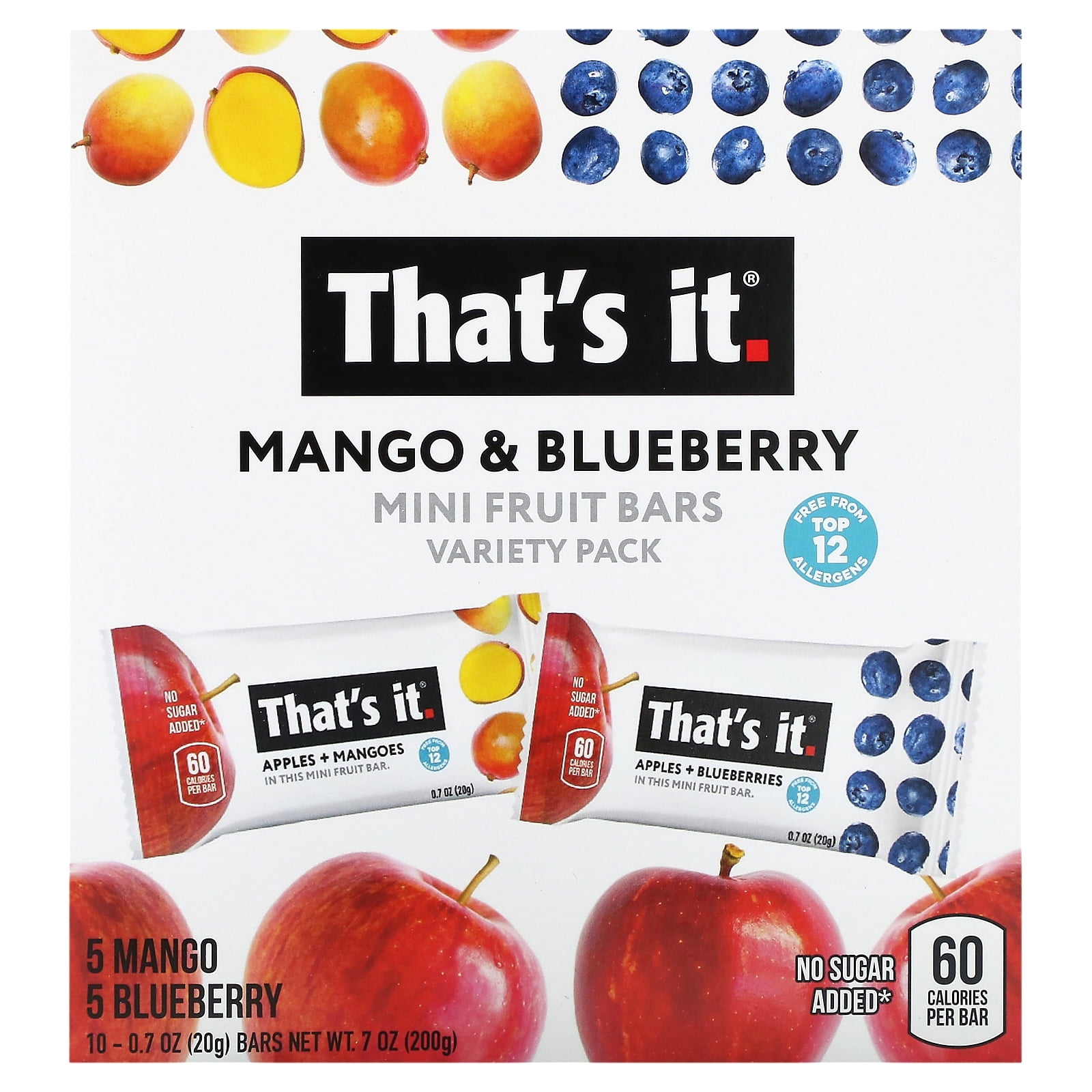 That's It Healthy Fruity Mini Fruit Bars, Mango & Blueberry Variety ...