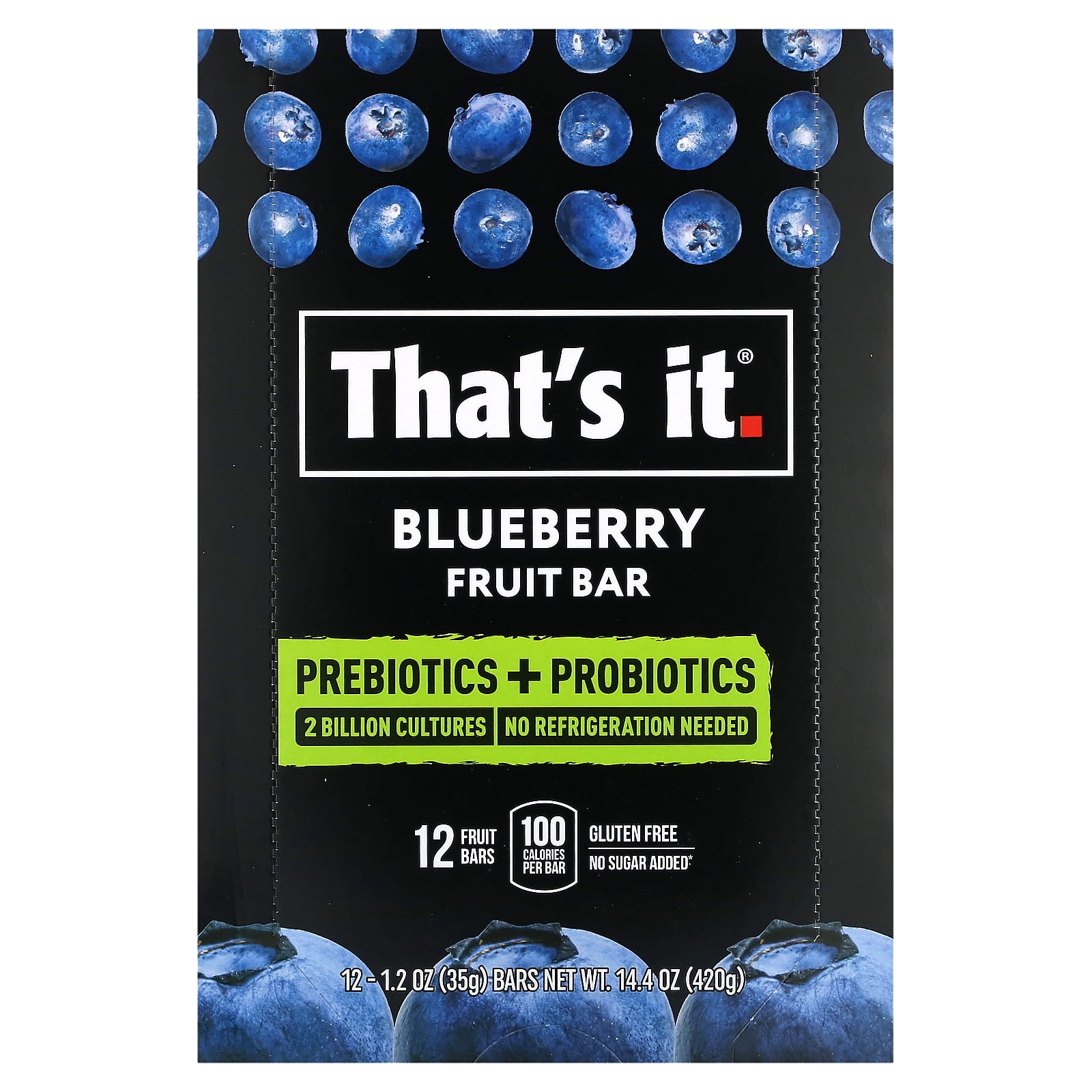 That's it. Apple + Blueberry Probiotic Bars (12 Pack) - Walmart.com