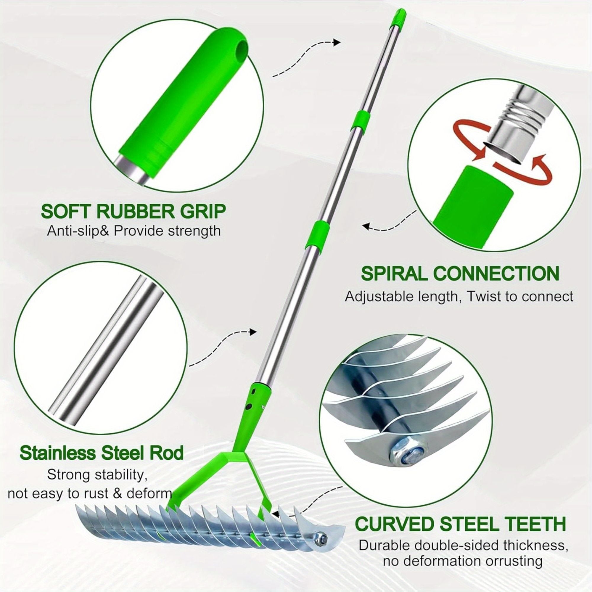 Thatch Rake, 12.8 Inch Wide Dethatcher Rake for Cleaning Dead Grass ...