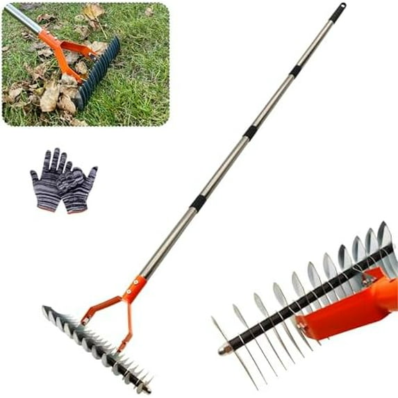 Thatch Rake,14-Inch Lawn Thatching Rake,Reinforced Neck with Heavy Duty ...