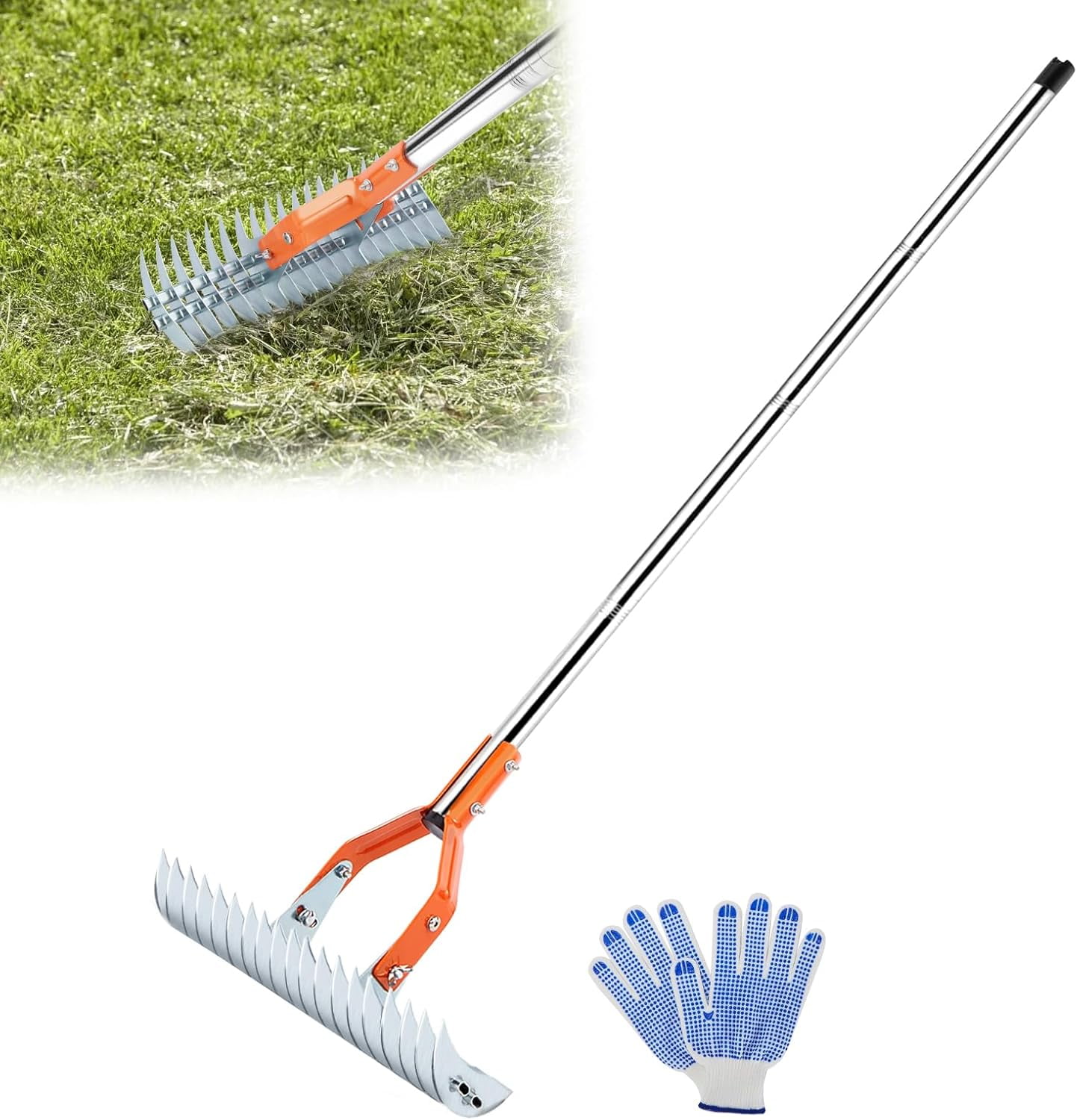 Thatch Rake, 15 Inch Lawn Thatching Rake, Heavy-Duty Dethatcher Rake ...