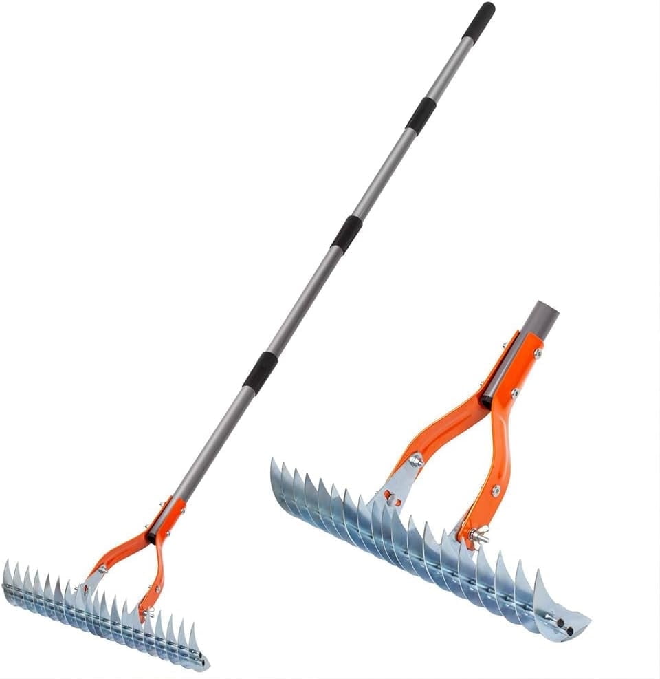 Thatch Rake,15-Inch Lawn Thatching Rakes Heavy Duty,Lawn Thatching Rake ...