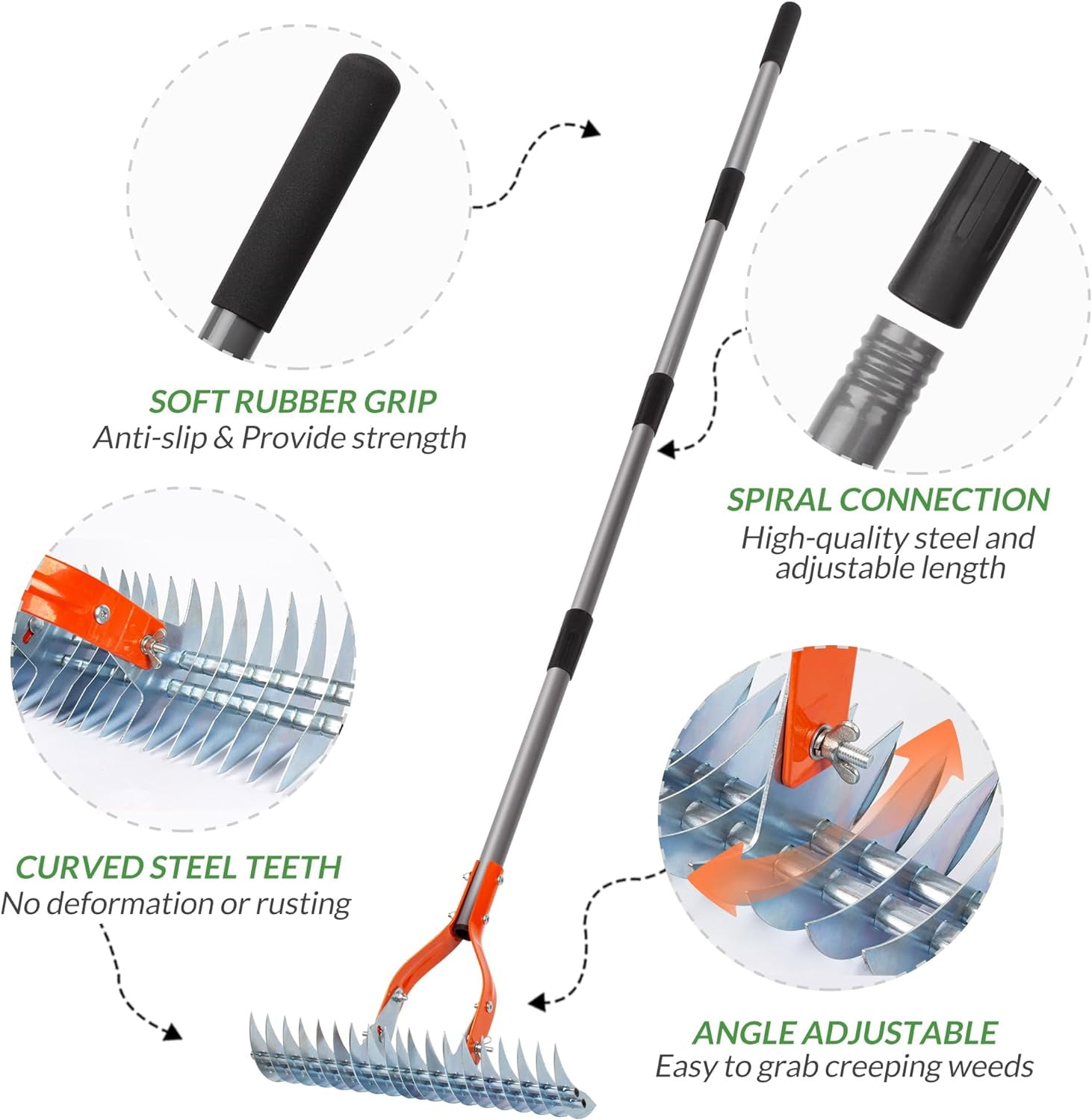 Thatch Rake, 15-Inch Lawn Thatching Rake, Robust Dethatcher Rake ...