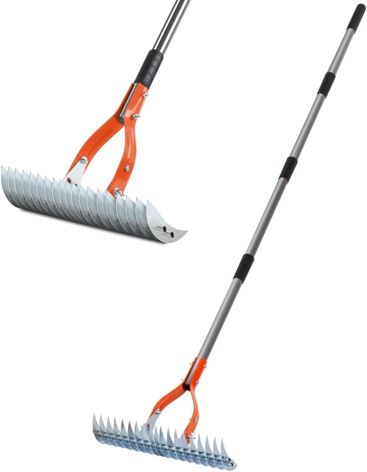 Thatch Rake, 15-Inch Steel Lawn Dethatcher with Handle, Robust ...