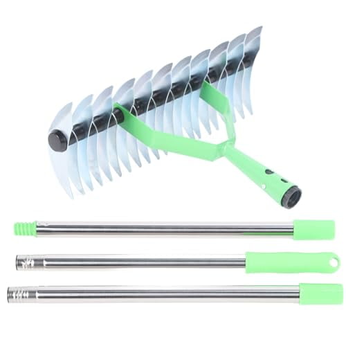 Thatch Rake, 3 Sections Stainless Steel Dethatcher Lawn Rake for ...