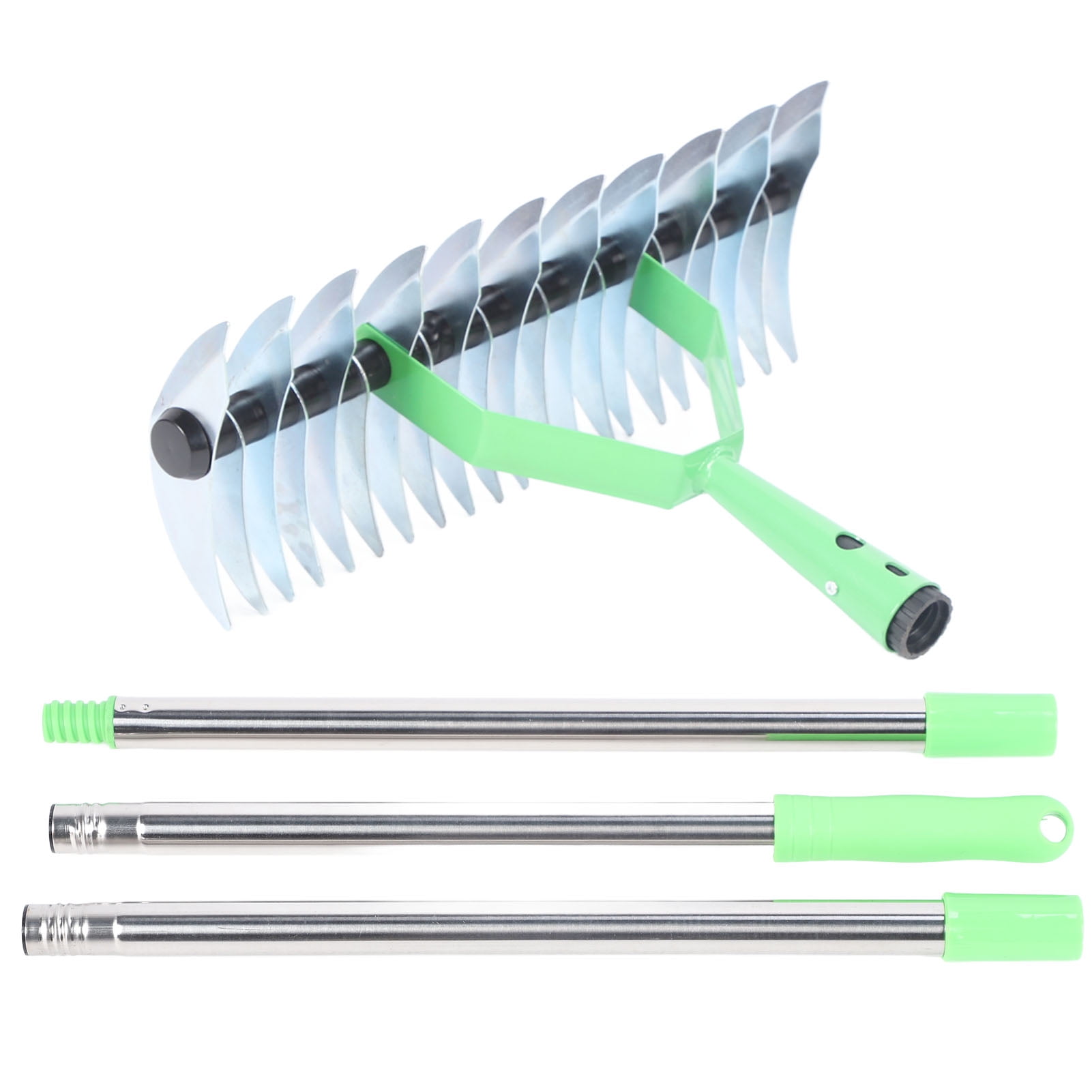 Thatch Rake 3 Sections Stainless Steel Dethatcher Lawn Rake for ...
