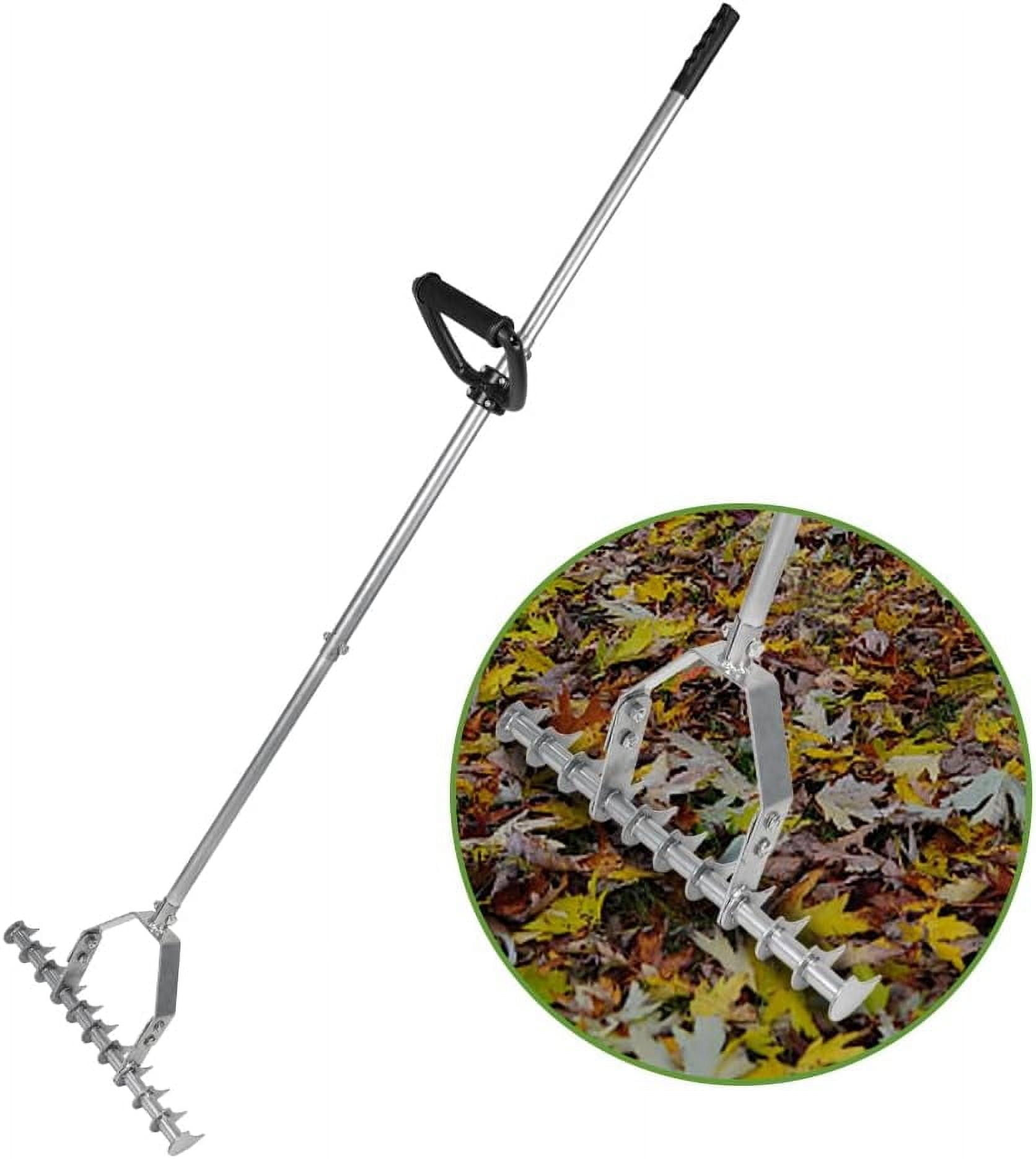Thatch Rake, 64" Lawn Dethatcher Rake with Back-Saving Handle ...