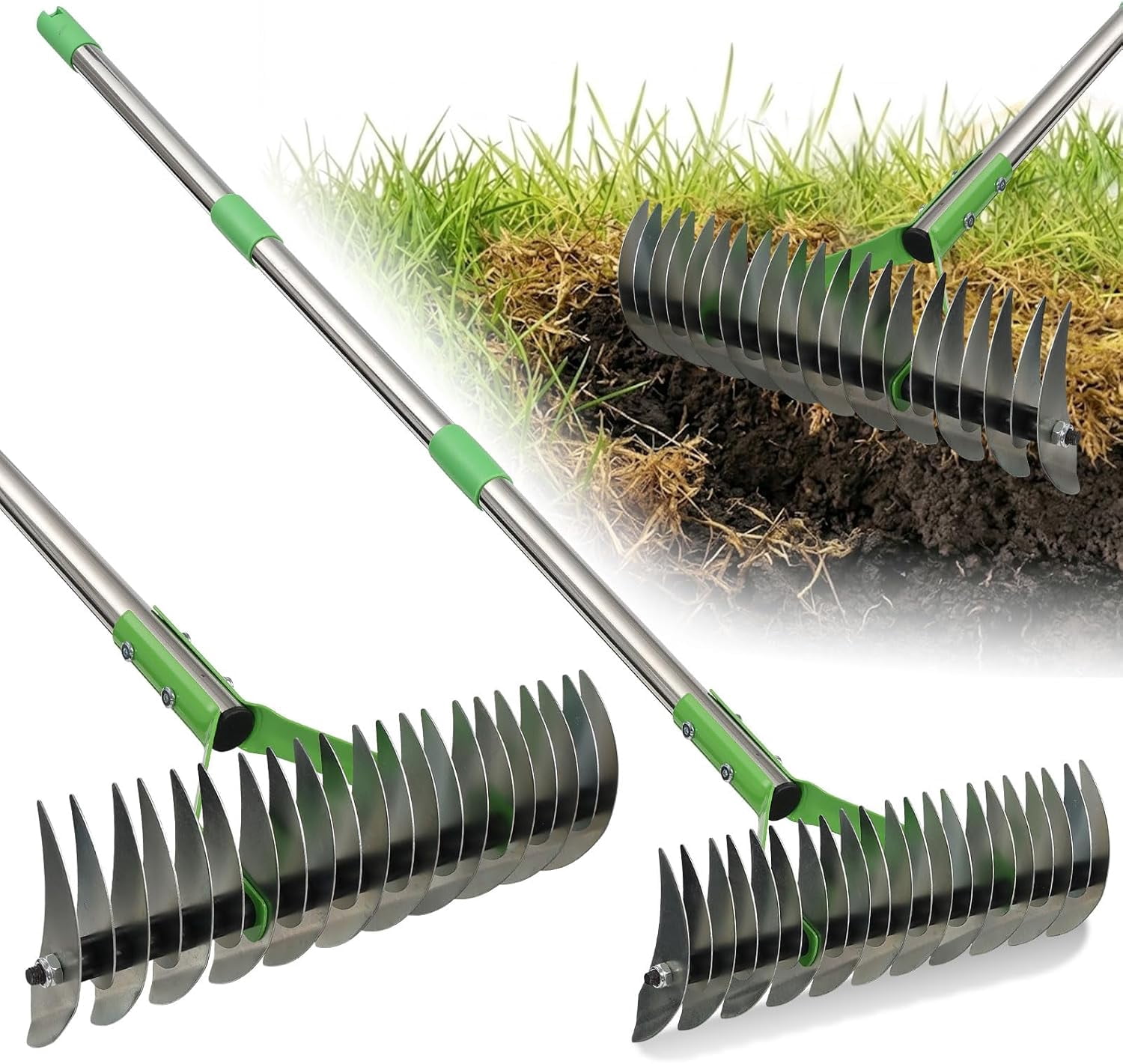 Thatch Rake for Lawn -13" Heavy Duty Dethatching Rake,Sharp Carbon ...