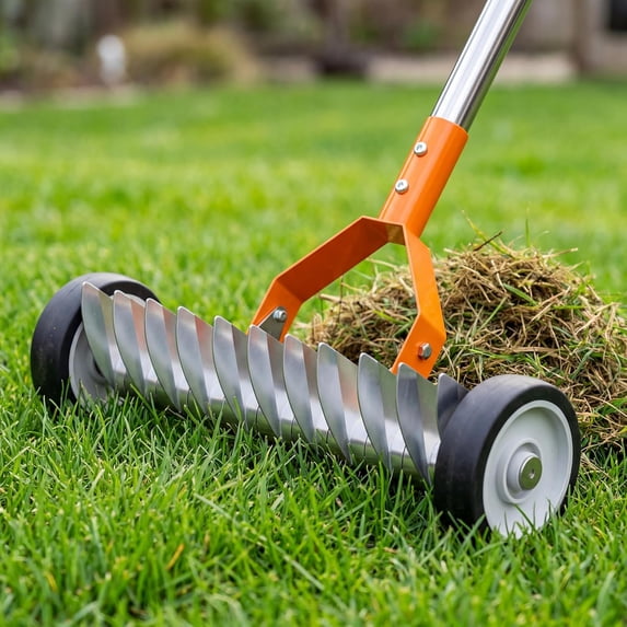 Thatch Rake for Lawn Dethatcher 15 Inch Heavy Duty Metal Rake with ...