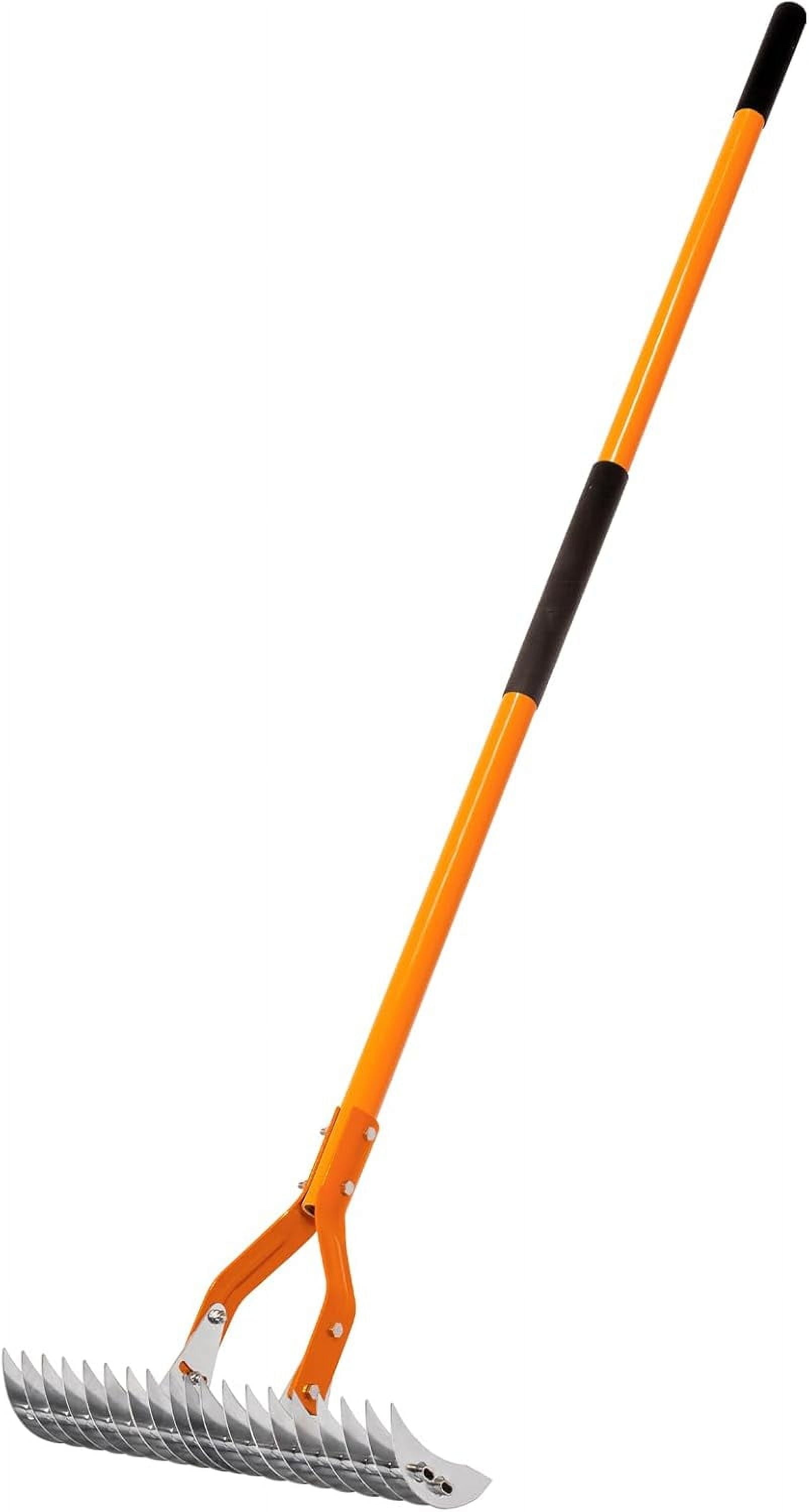 Thatch Rake for Lawns, Heavy Duty Thatch Rake with Fiberglass Handle ...