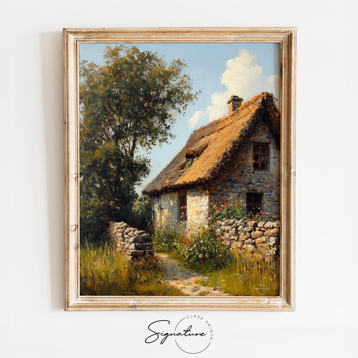 Thatched-Roof Cottage In Spring, Rustic Countryside Landscape, Warm ...
