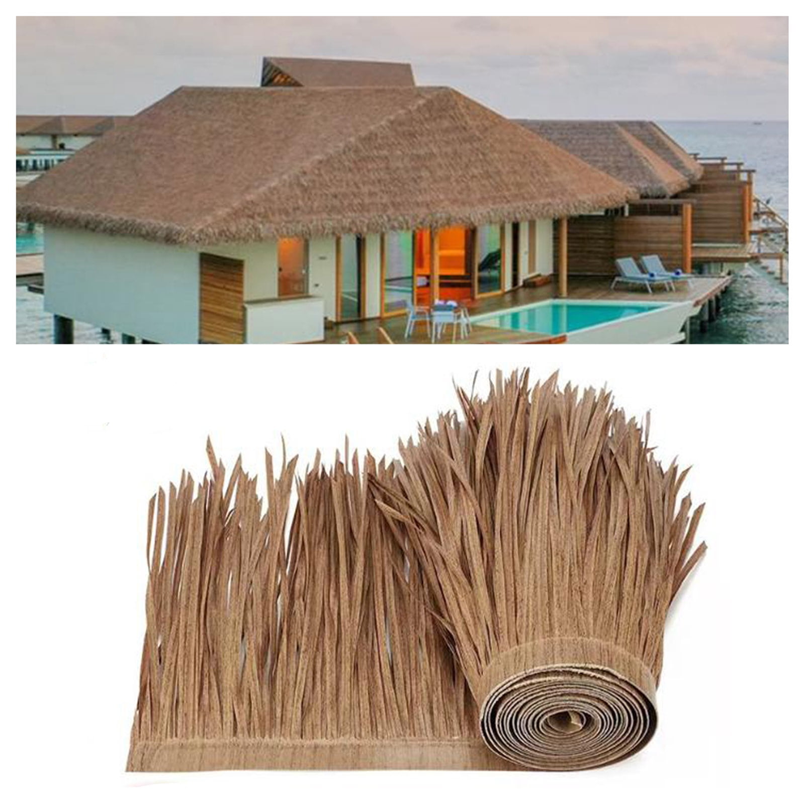 Thatched roof shingle palm grass roll, palm roof panels, artificial ...