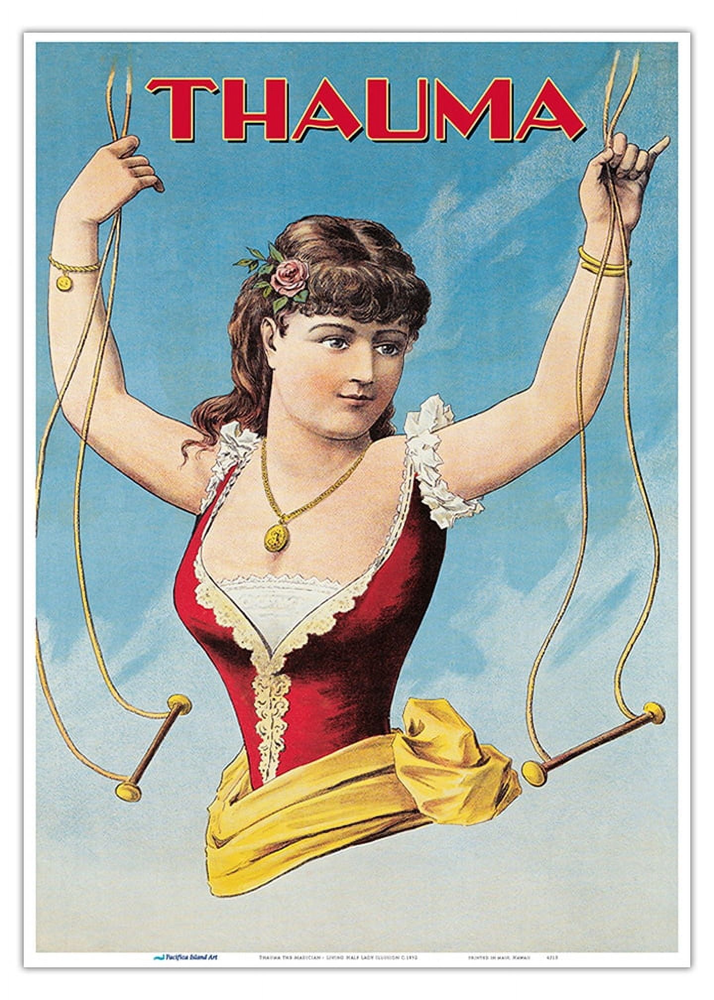 Thauma the Magician - Living Half Lady Illusion - Vintage Magic Poster ...