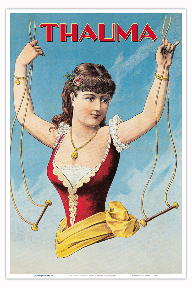 Thauma the Magician - Living Half Lady Illusion - Vintage Magic Poster ...