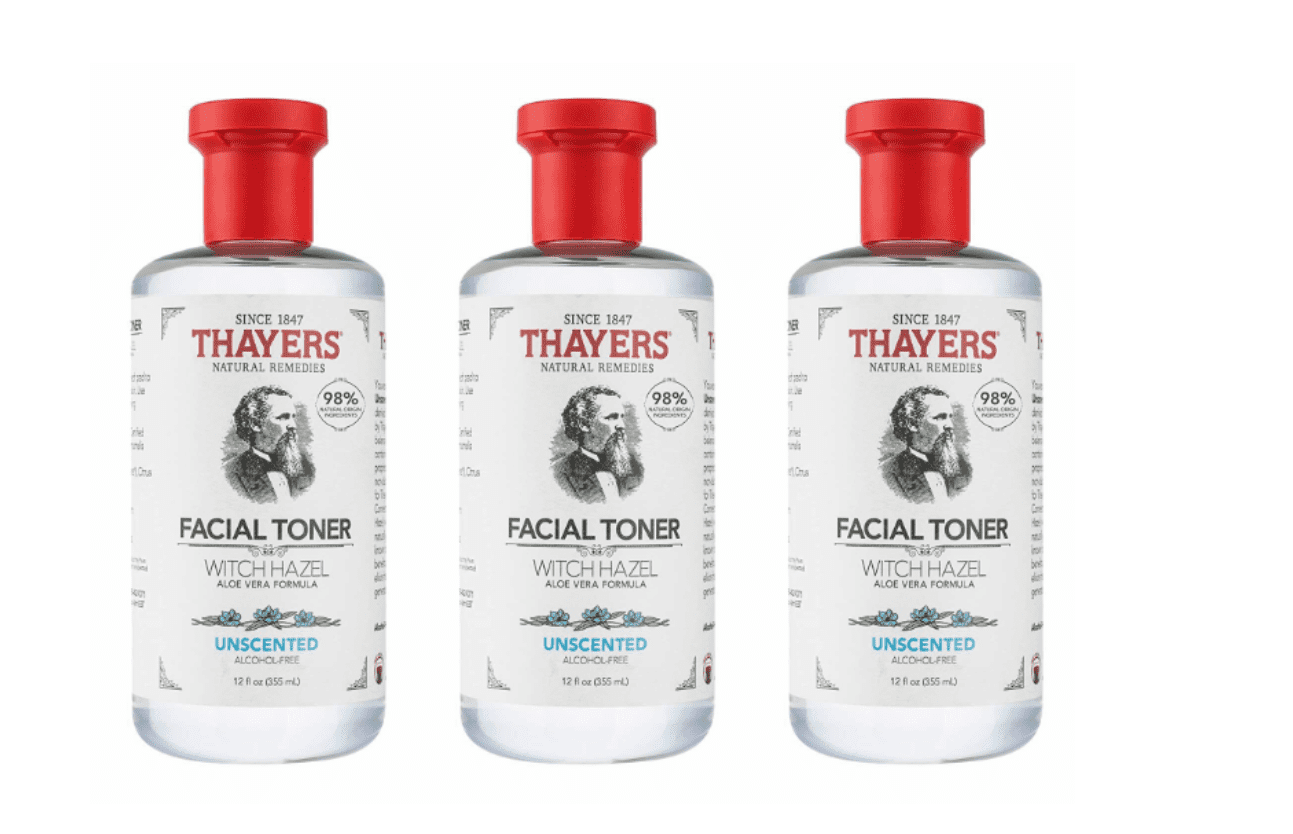 (3 pack) THAYERS Alcohol-Free Rose Petal Witch Hazel Facial Toner with Aloe Vera Formula, 12 ...