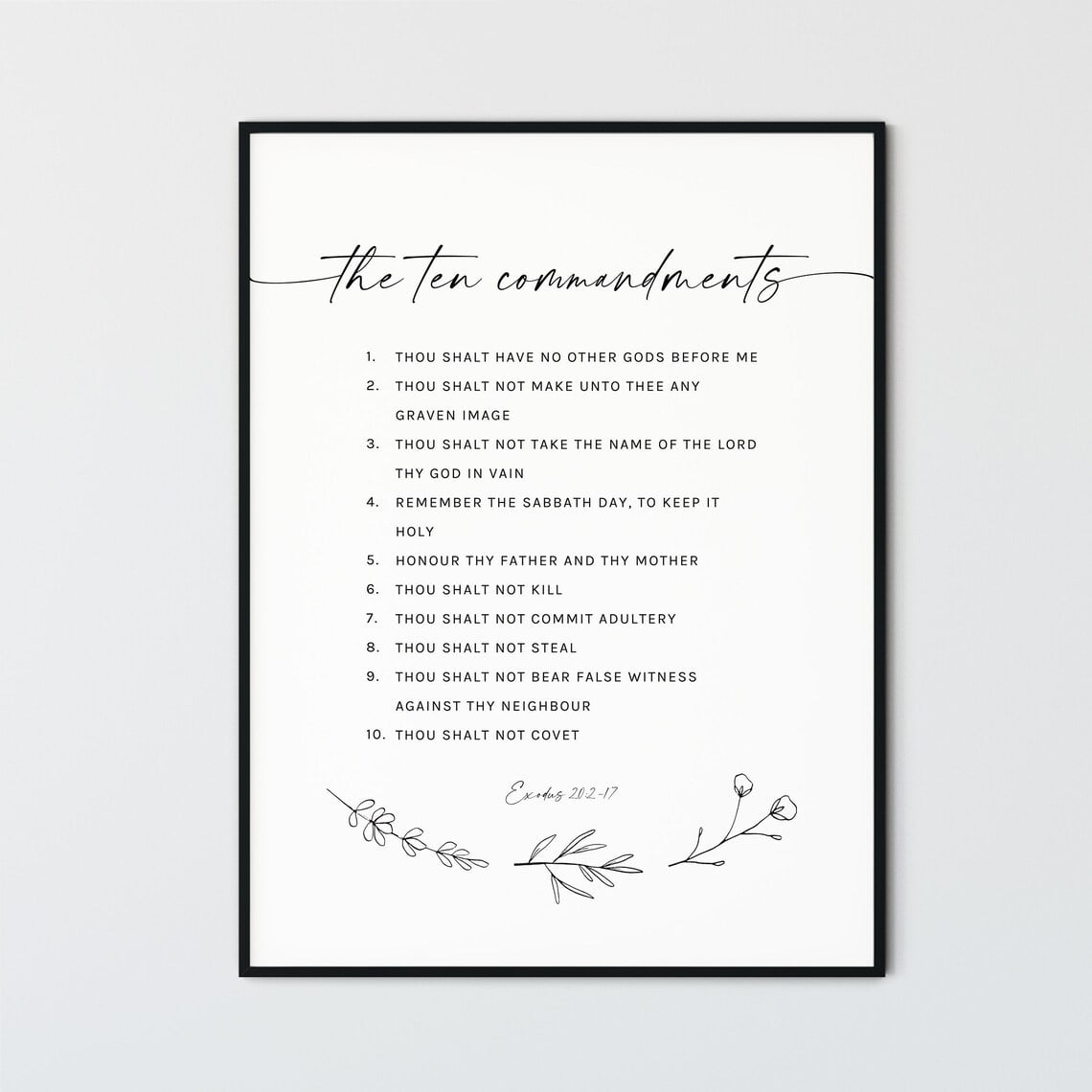 The 10 Commandments Bible Verse Wall Art Modern Minimalist Scripture ...
