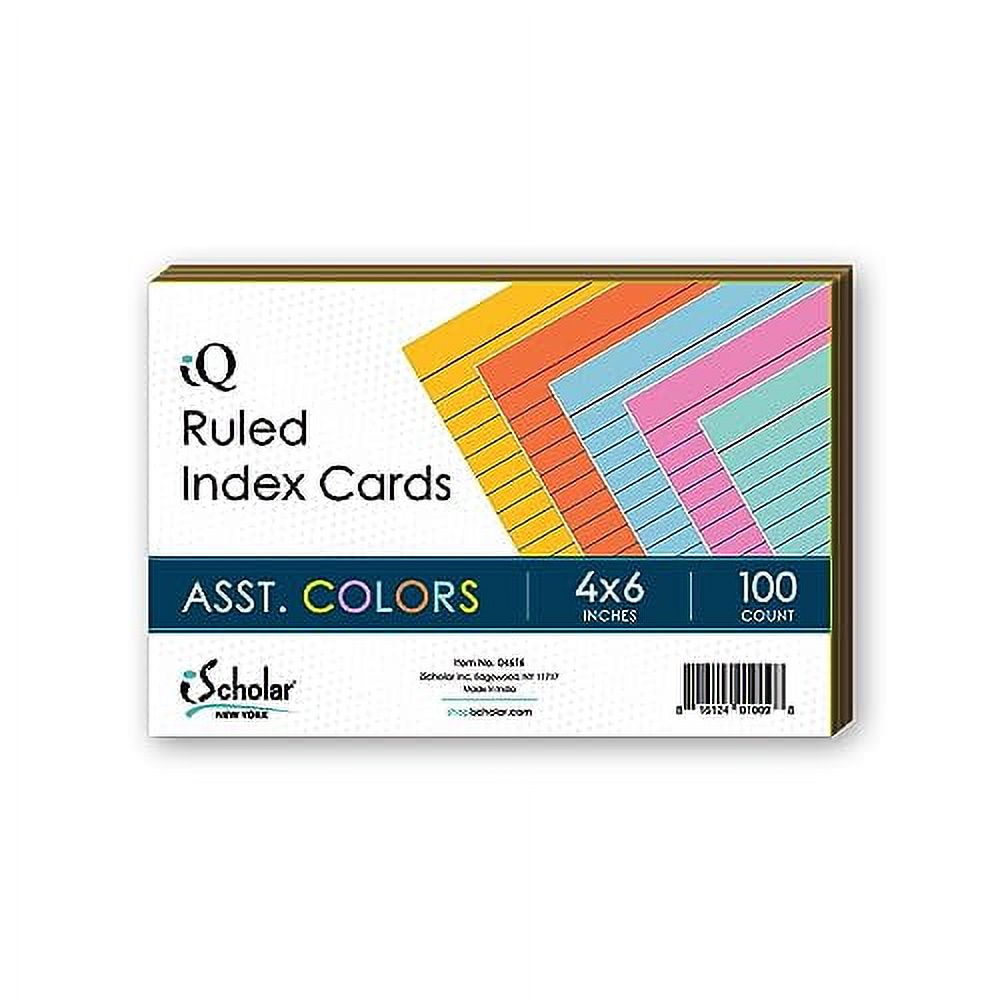 The 100-card pack of Index Cards in Assorted Colors, Rules, and Sizes ...