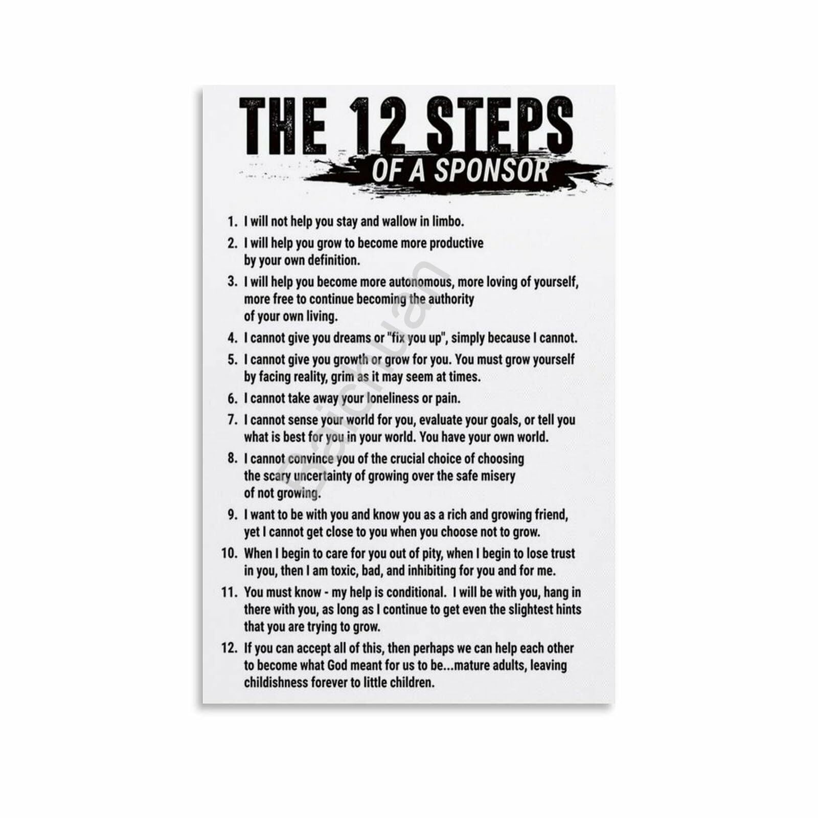 The 12 Steps Addiction Recovery Poster 3 Canvas Painting Wall Art ...