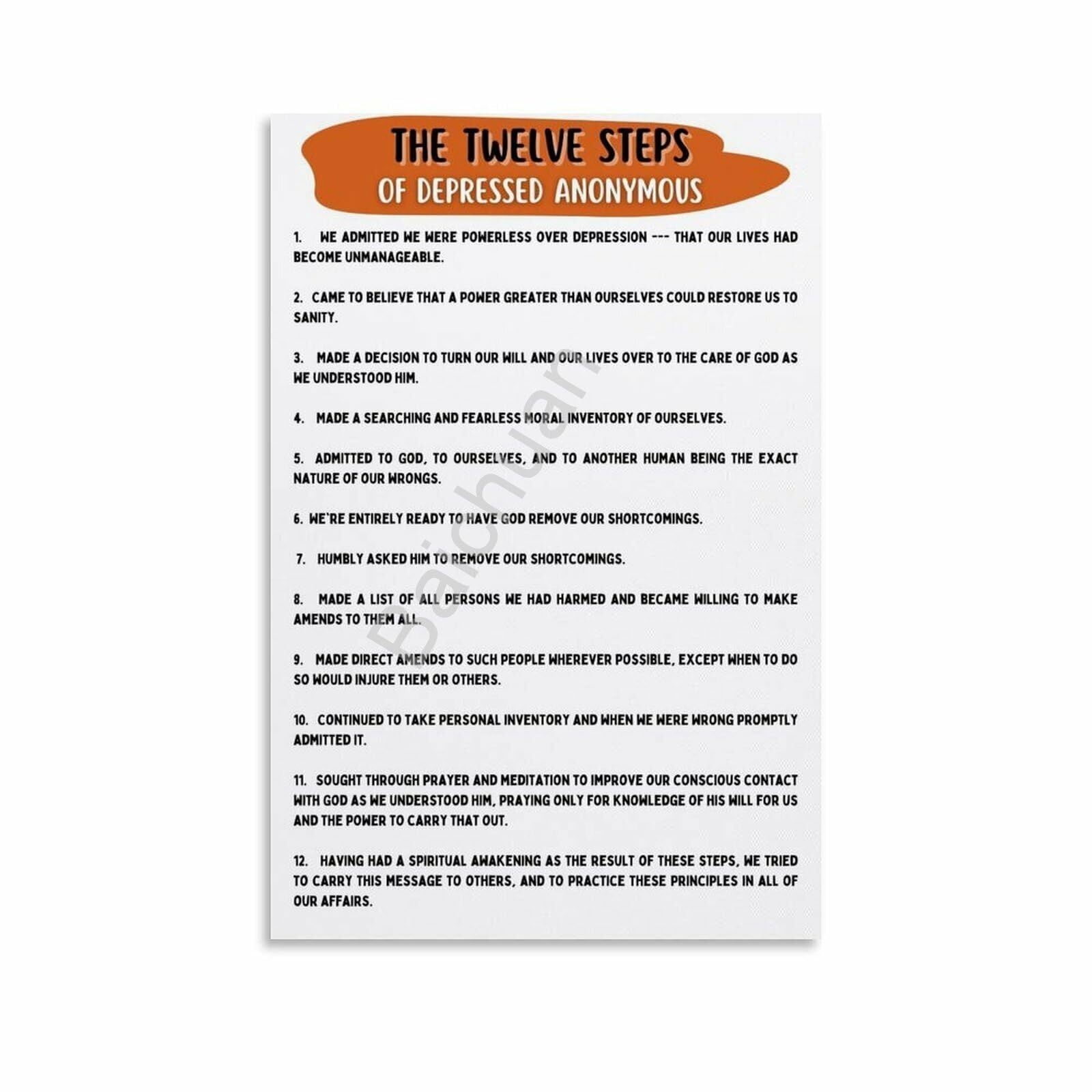 The 12 Steps Addiction Recovery Poster 7 Canvas Painting Wall Art ...