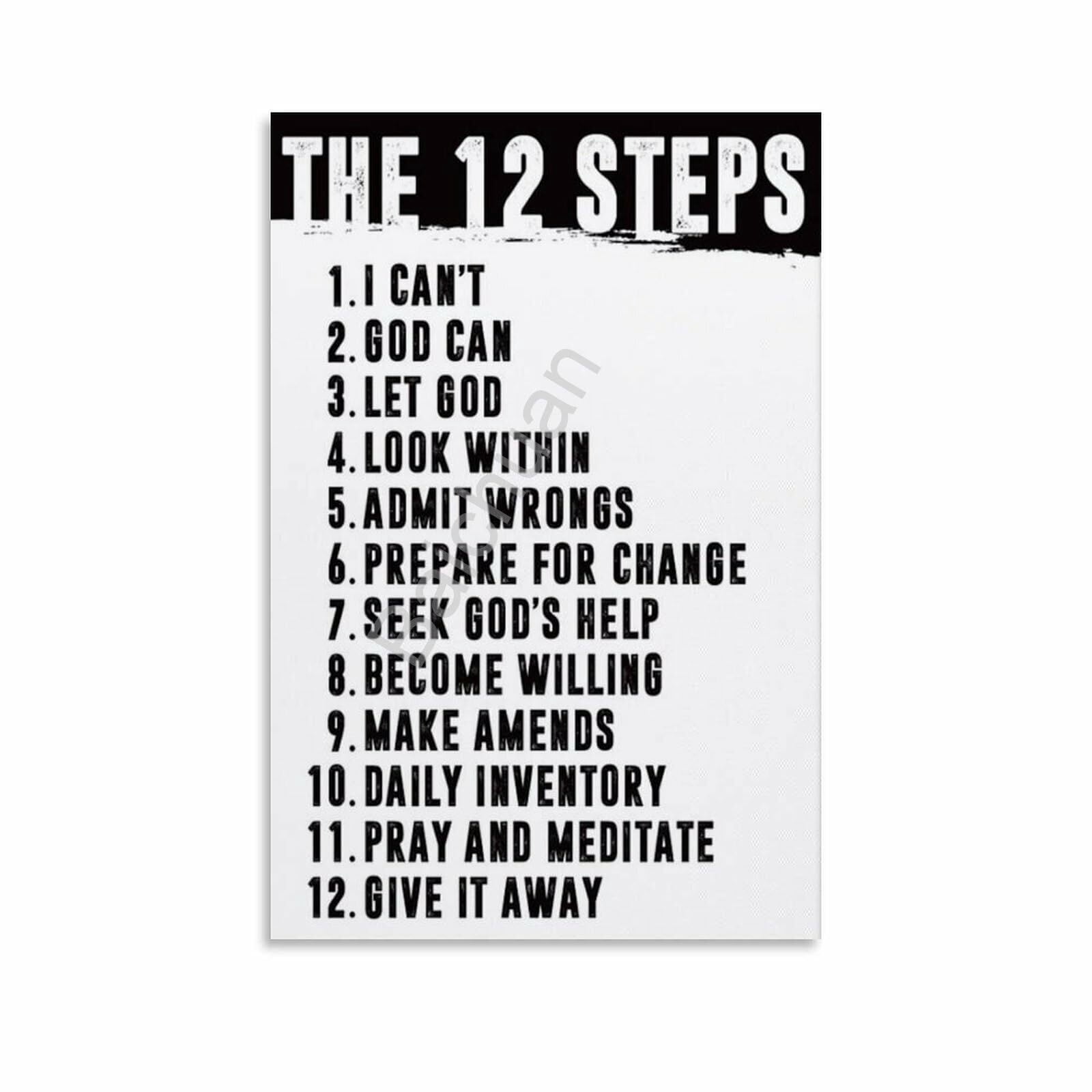 The 12 Steps Addiction Recovery Poster 8 Canvas Painting Wall Art ...