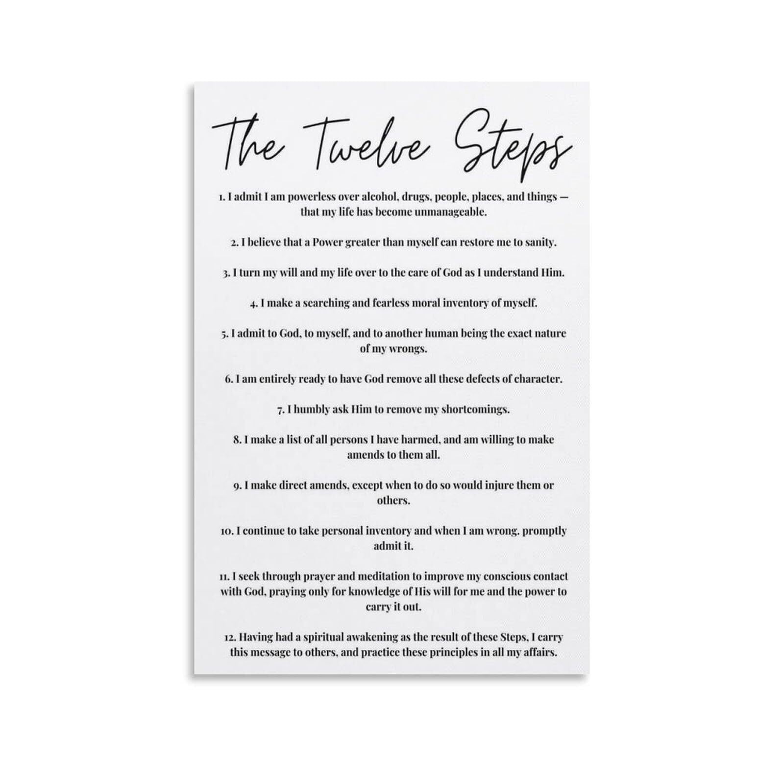 The 12 Steps Poster Recovery Wall Art 2 Canvas Painting Wall Art ...
