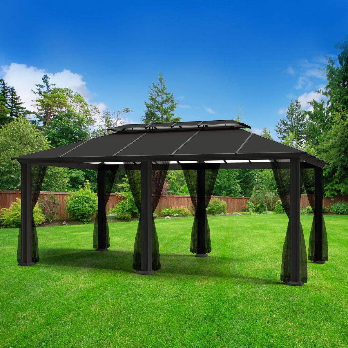 The 12x20 Santa Monica Aluminum Frame Hard Top Gazebo and a Twin Layer ...