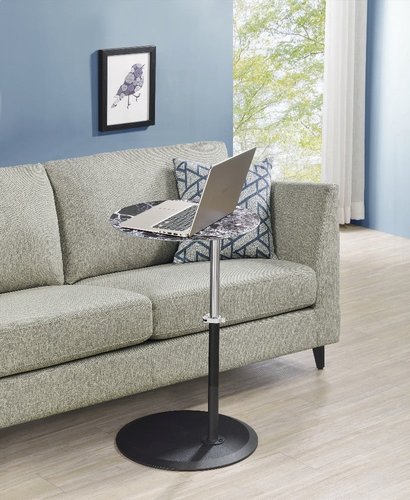 The 15.5" Orbit End Table with a Black Marble Textured and Adjustable ...