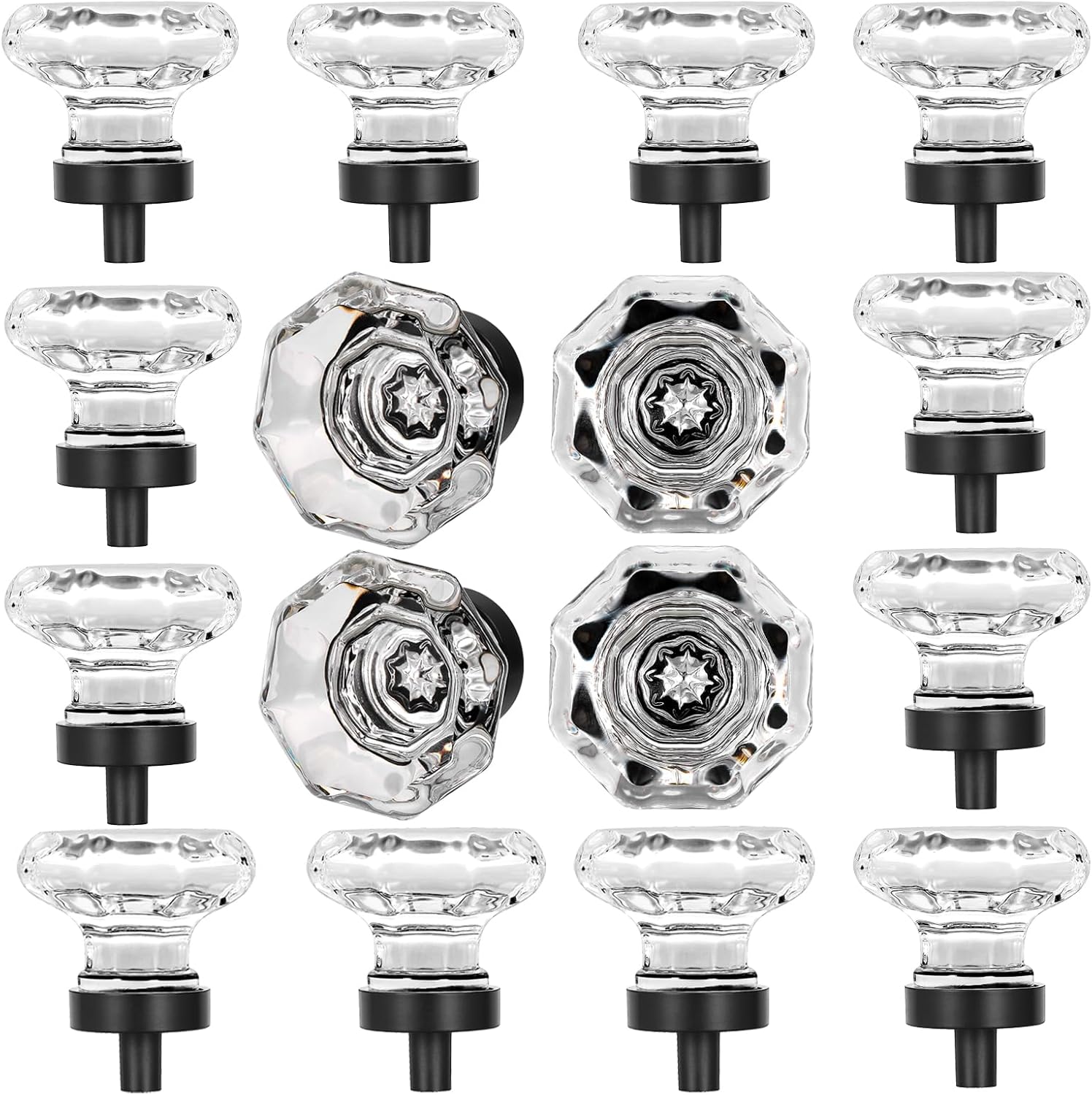 The 16 Pcs Crystal Cabinet Knobs, Glass Cabinet Knobs for Dresser Drawers, Kitchen Cabinet ...