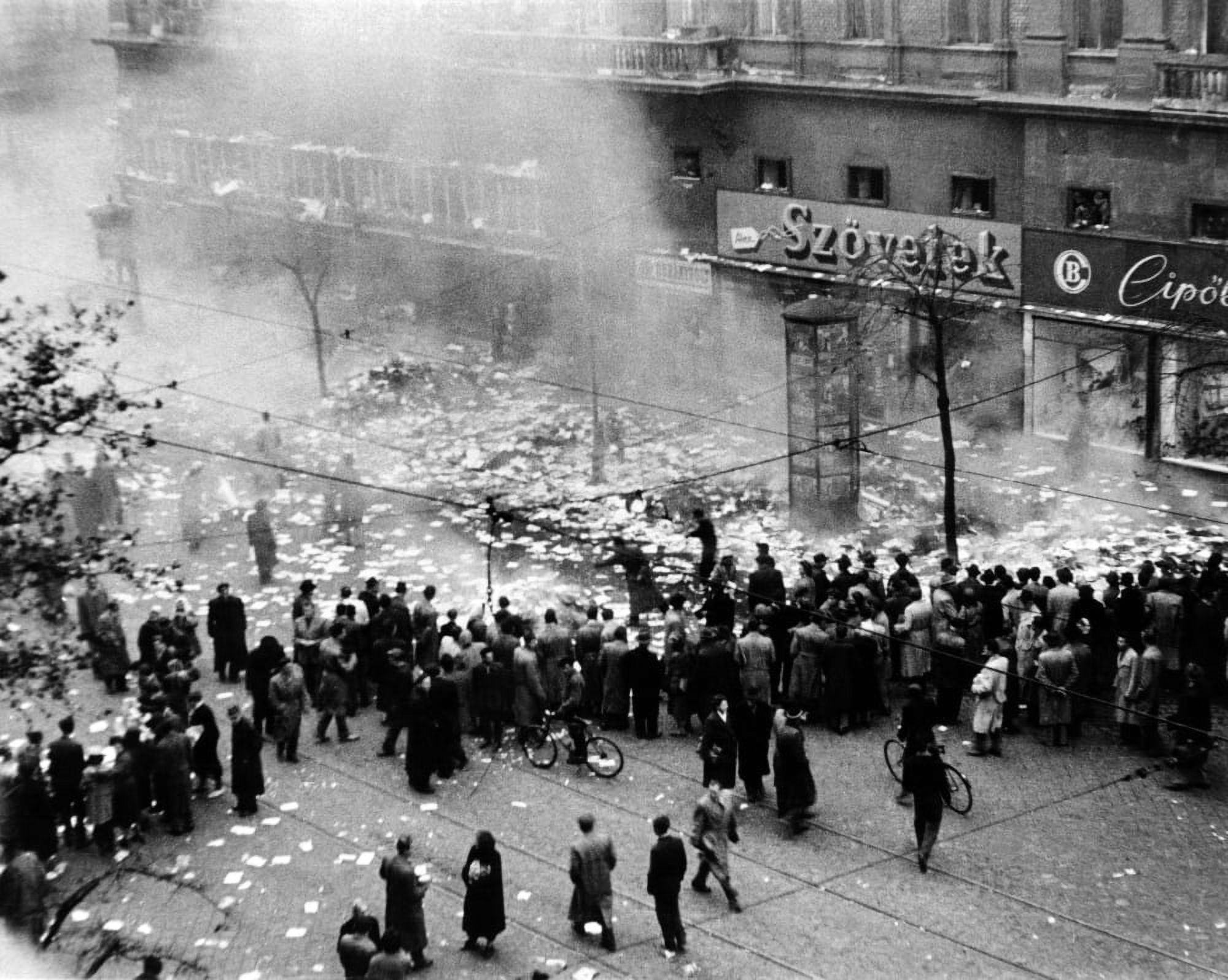The 1956 Hungarian Uprising. Hungarian Rebels Destroy A Soviet ...