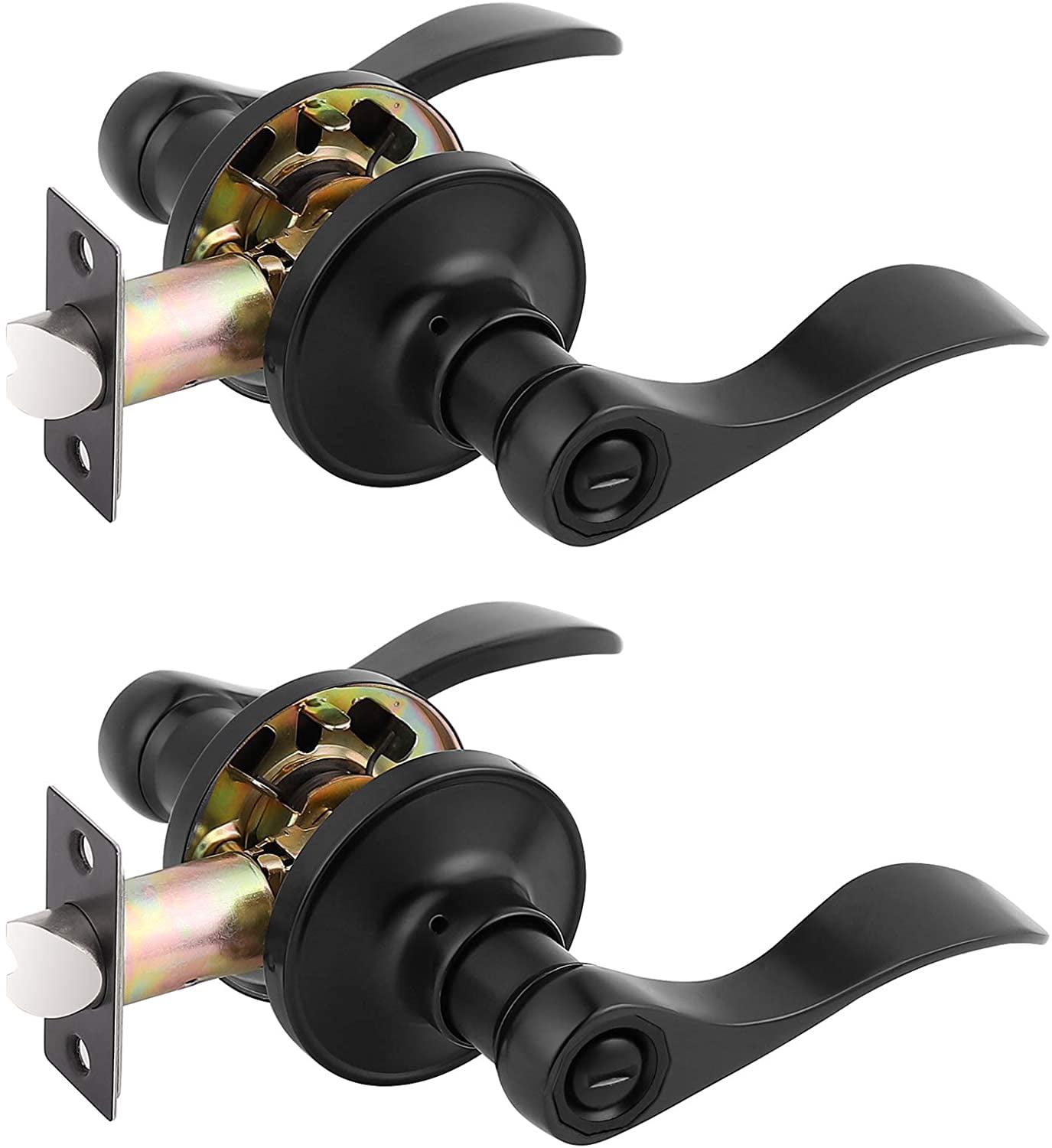 The 2 Pack Matte Black Universal Bed and Bath Door Levers Locks Drop ...