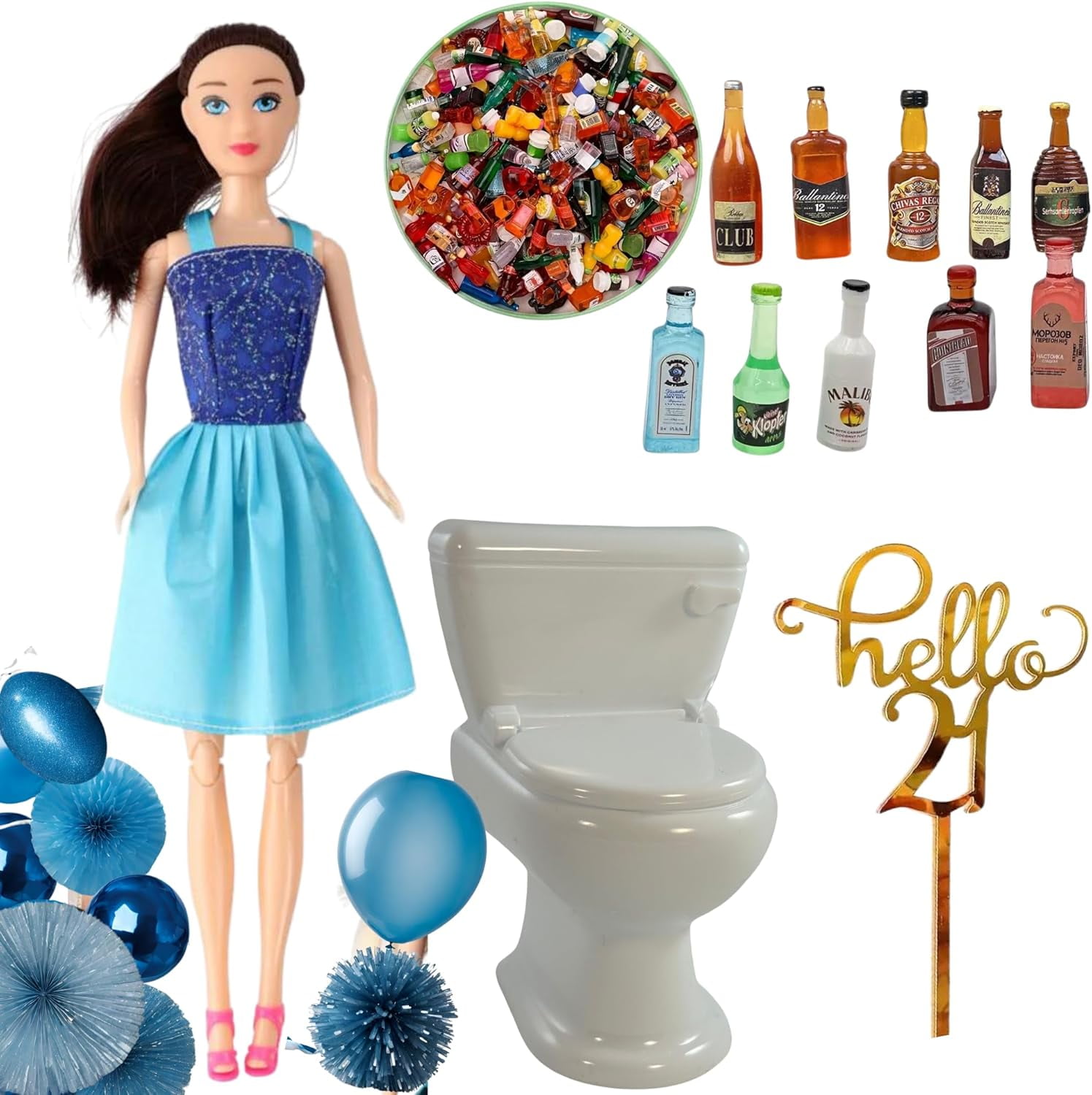 The 21st Birthday Ultimate Cake Extravaganza Bundle: 10 Mini Bottles, 1 ...