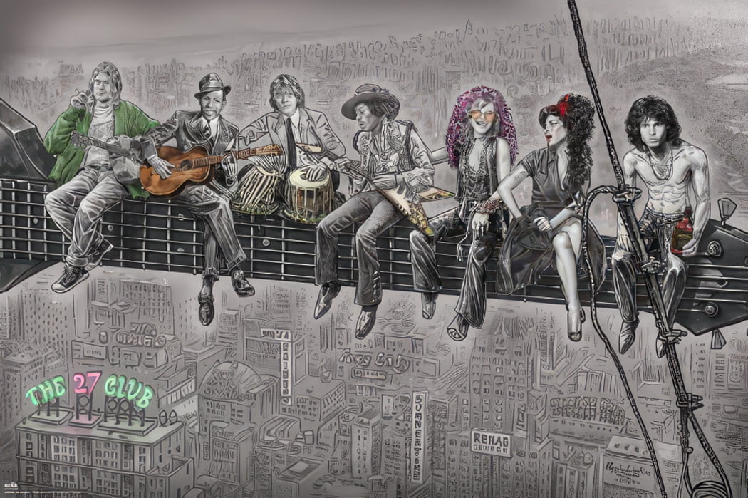 The 27 Club - Poster (Deceased Music Stars on Girder) (Kurt Cobain ...