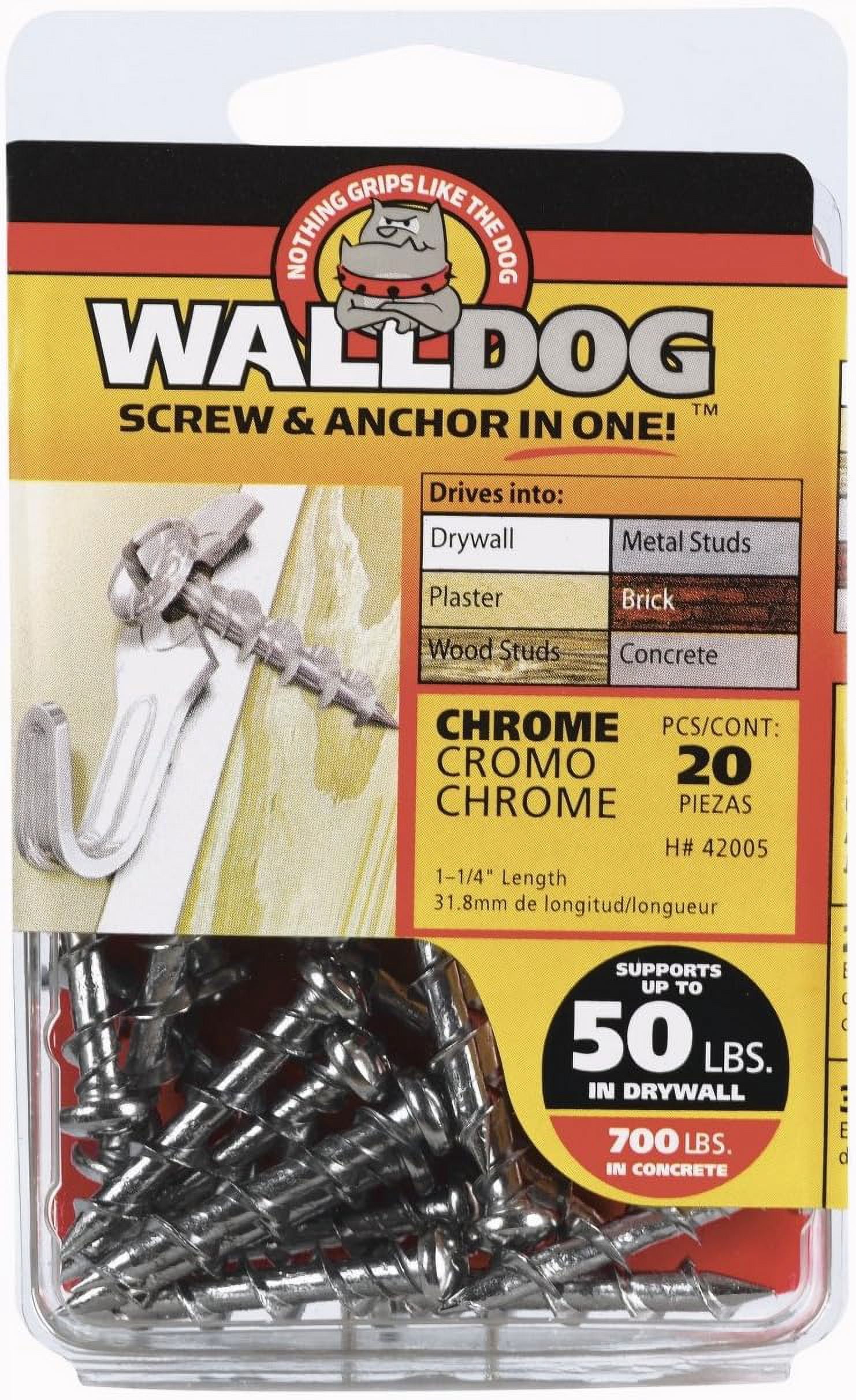 The 3/16 in. Dia. x 1-1/4 in. L Chrome Pan Head Walldog Screw & Anchor ...