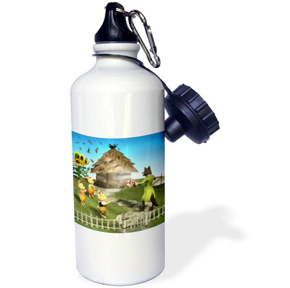 The 3 Little Pigs and the Big Bad Wolf 21 oz Sports Water Bottle wb ...