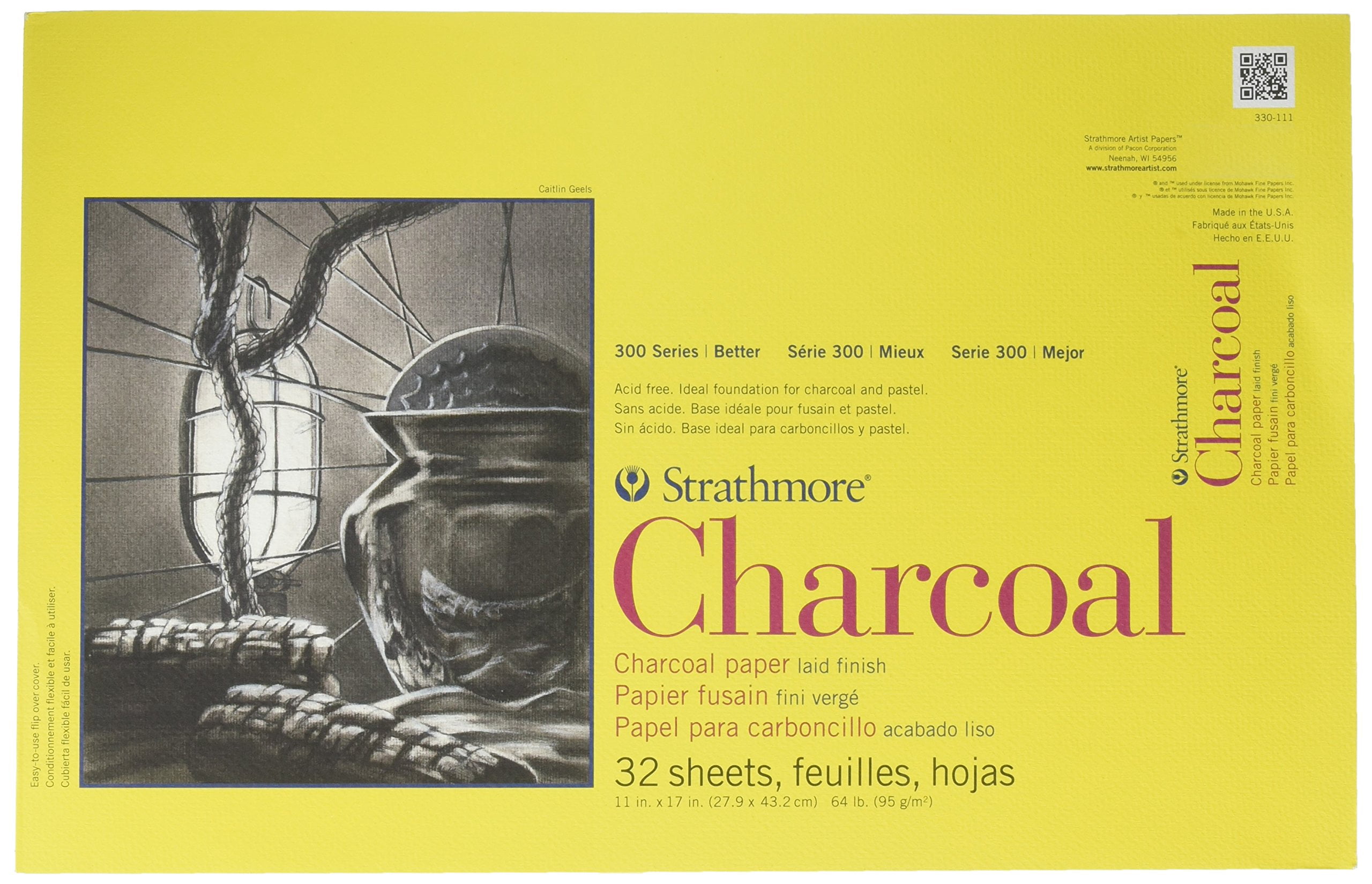The 300 Series Charcoal Pad is a glue-bound pad of 32 sheets (64lb/95g ...