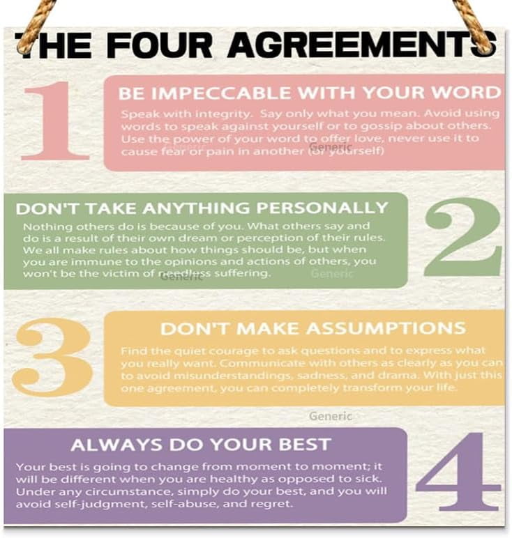 The 4 Agreements Sign Be Impeccable With Your Word, Don't Take Anything ...