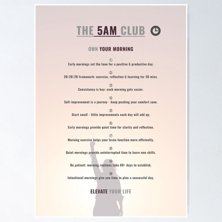 The 5 Am Club Summary Sunset Poster- Unframed Poster | Wall Art ...