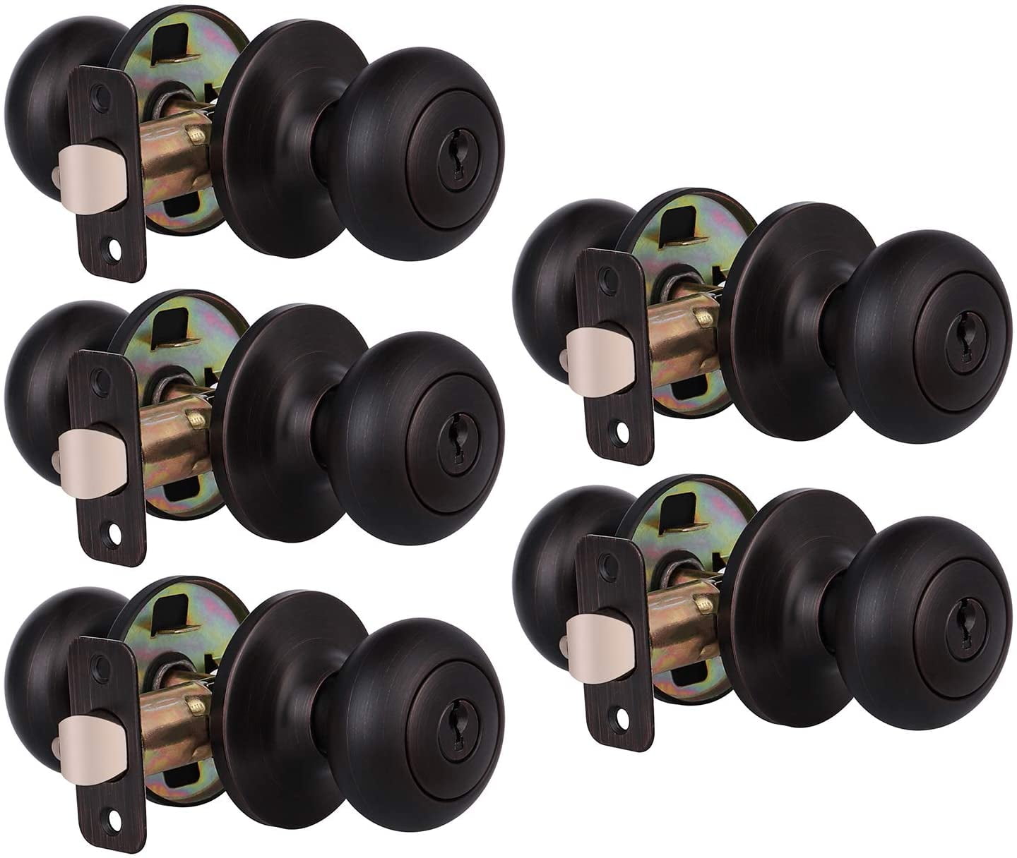 The 5 Pack Keyed Entry Door Knobs with Same Keys, Modern Door Knob ...