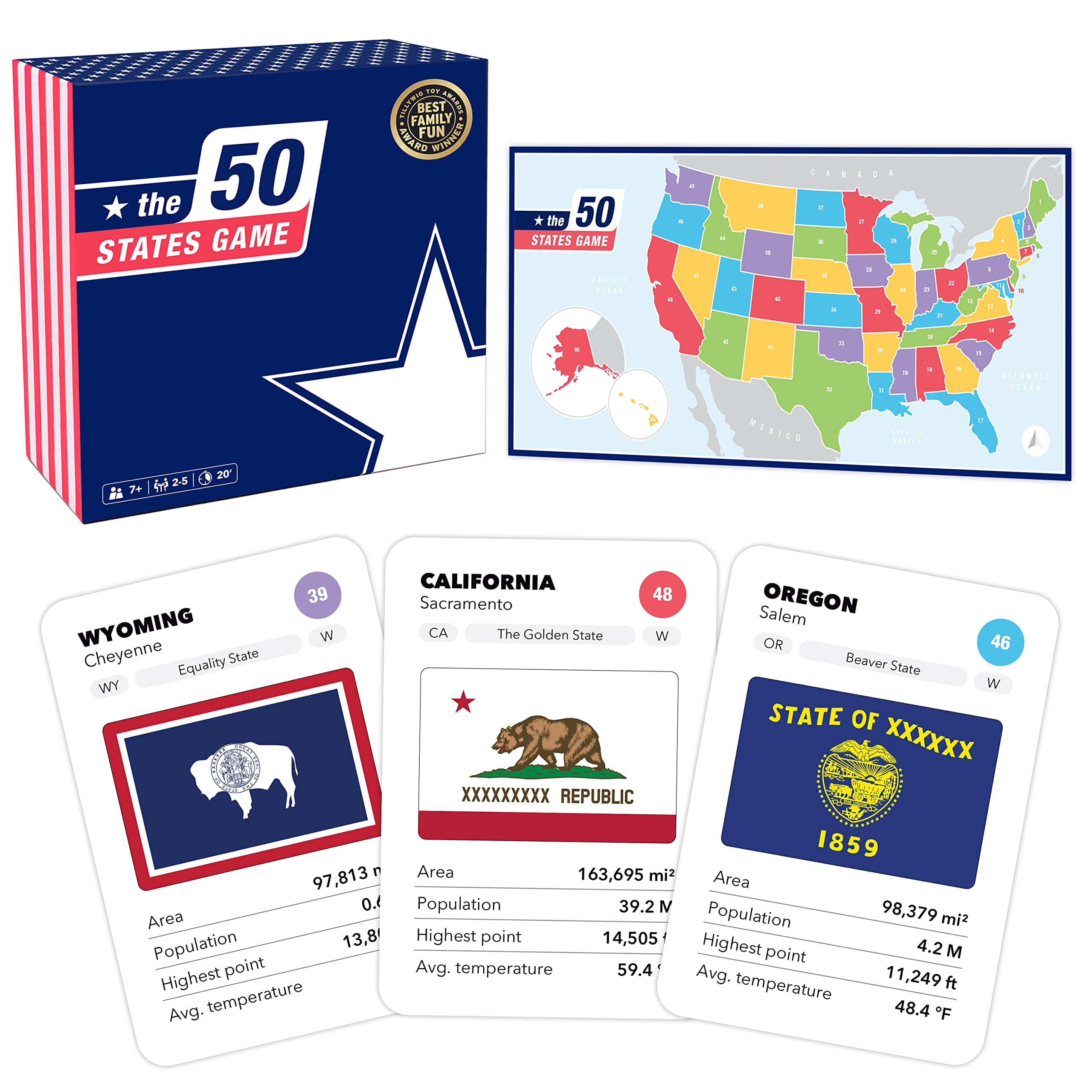 The 50 States Game - US Geography Board Game - Educational Game for ...
