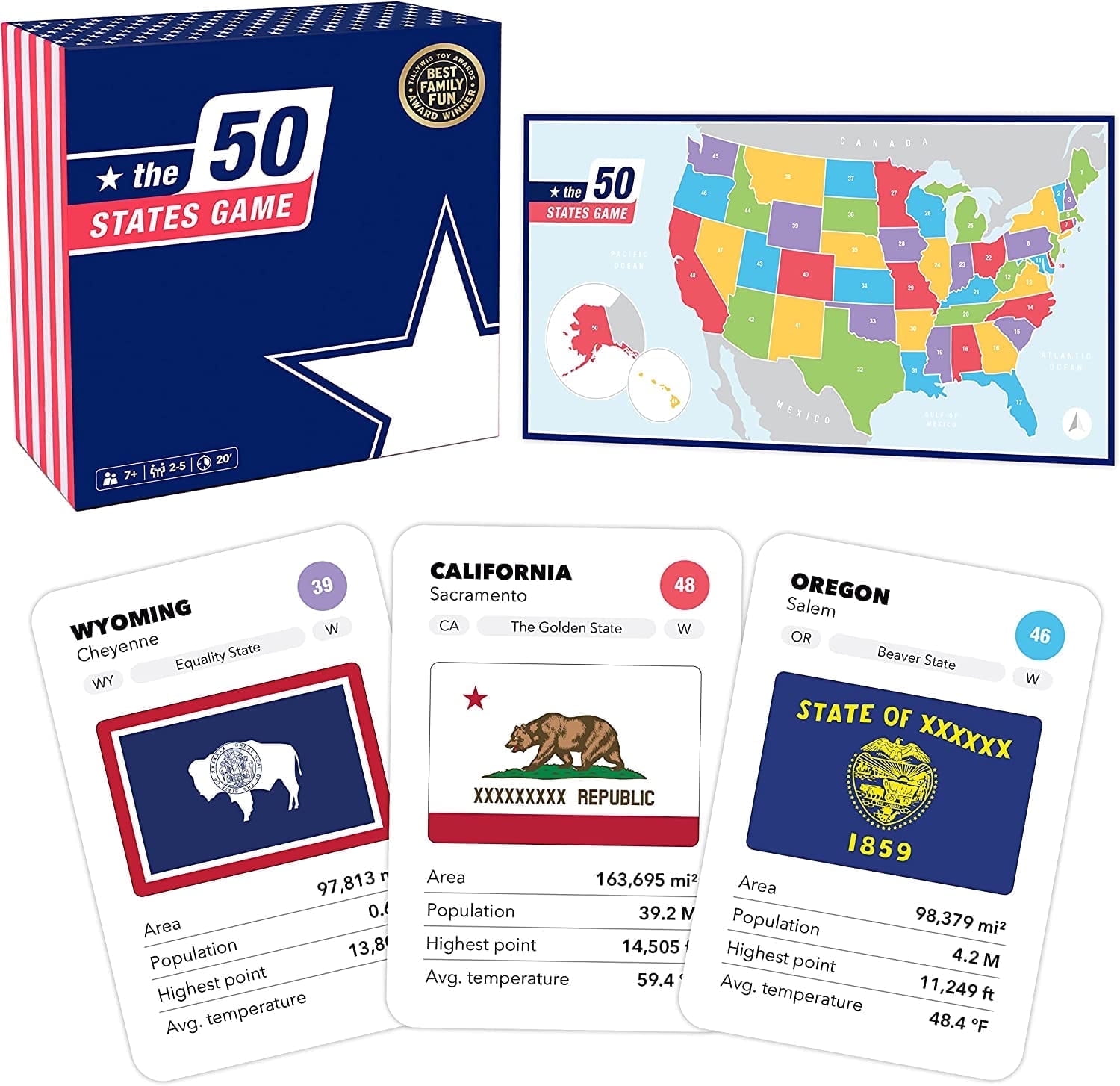 The 50 States Game - US Geography Board Game - Educational Game for ...
