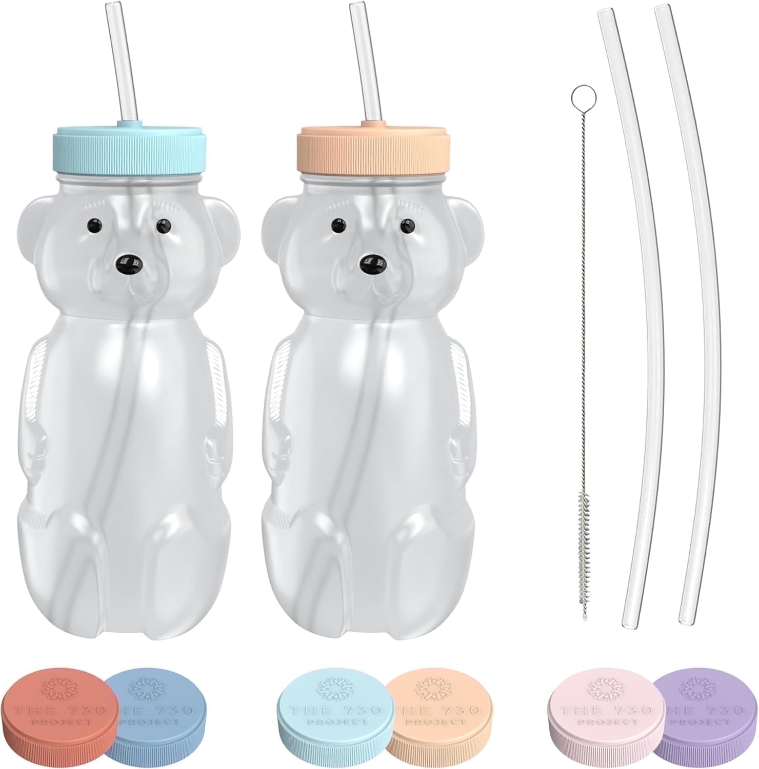 The 730 Project Honey Bear Straw Cup for Toddlers with Travel Lid - 8oz ...